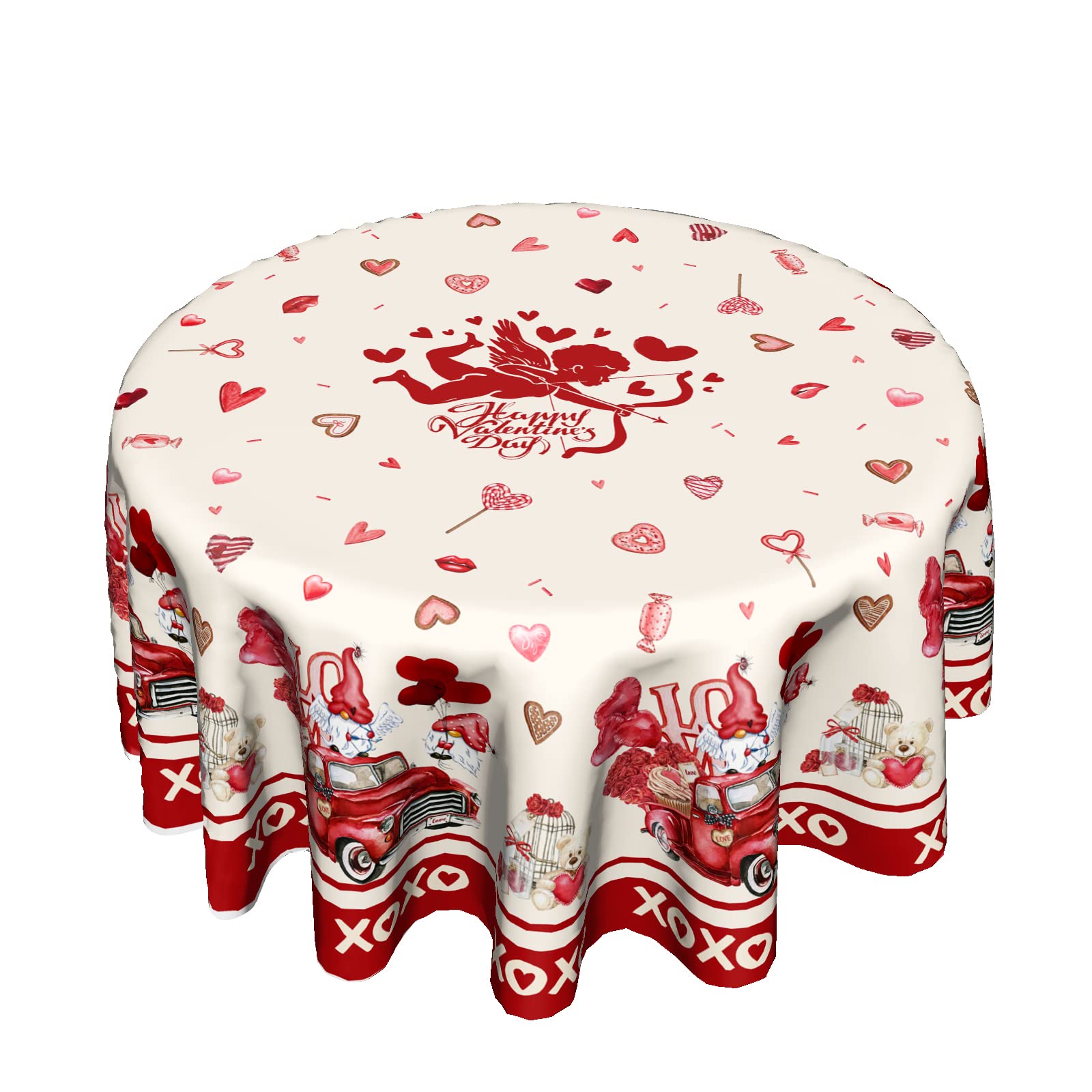 Amazon.com: Valentines Round Tablecloth 60 Inches, Happy Valentine's ...