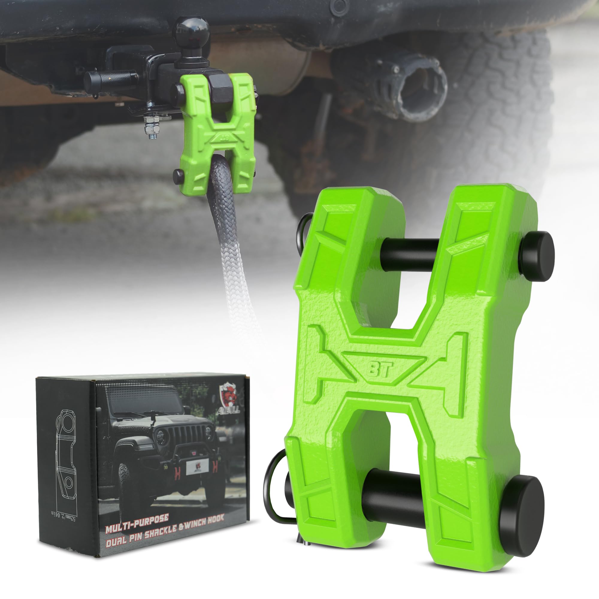Snapklik.com : H-Shaped Towing Winch Shackle, Heavy Duty Winch Fairlead ...