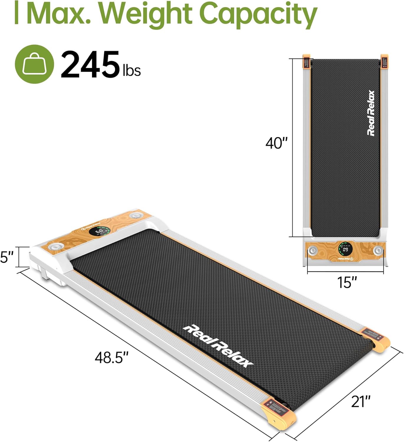 Real Relax Under Desk Treadmill, Electric Folding Treadmill with ...