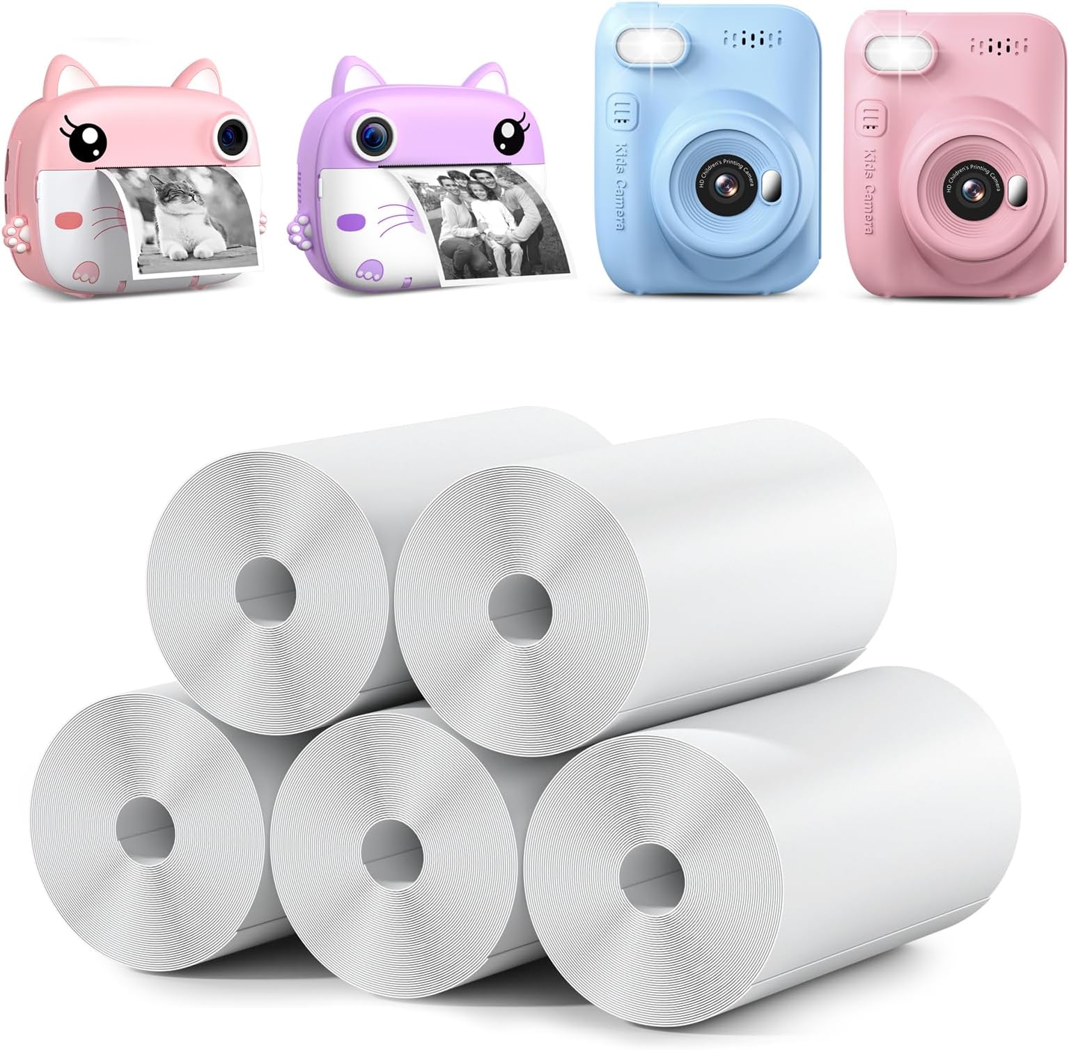 Amazon.com : Kids Instant Camera Refill Print Paper-5 Rolls for Kids ...