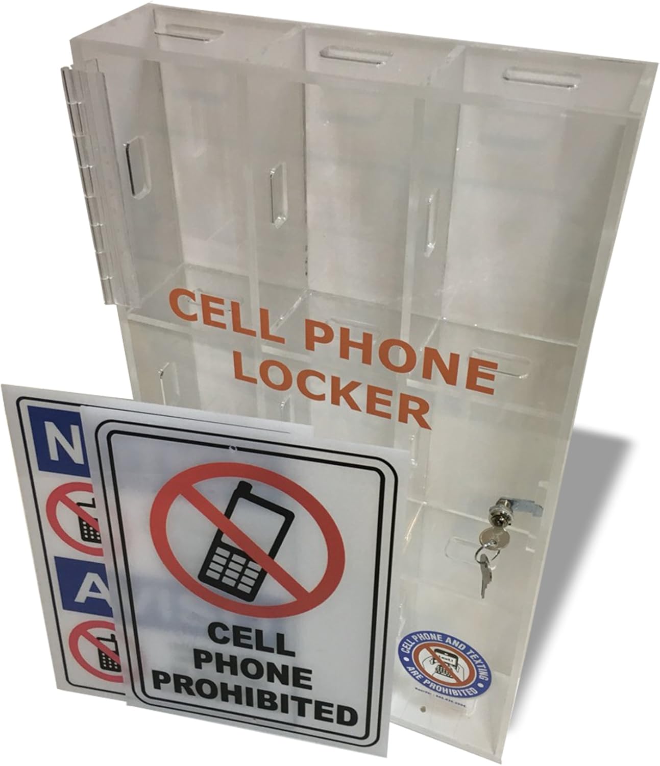 Wall Mounted Single Door Cell Phone Locker with Two Keys- Clear Acrylic ...
