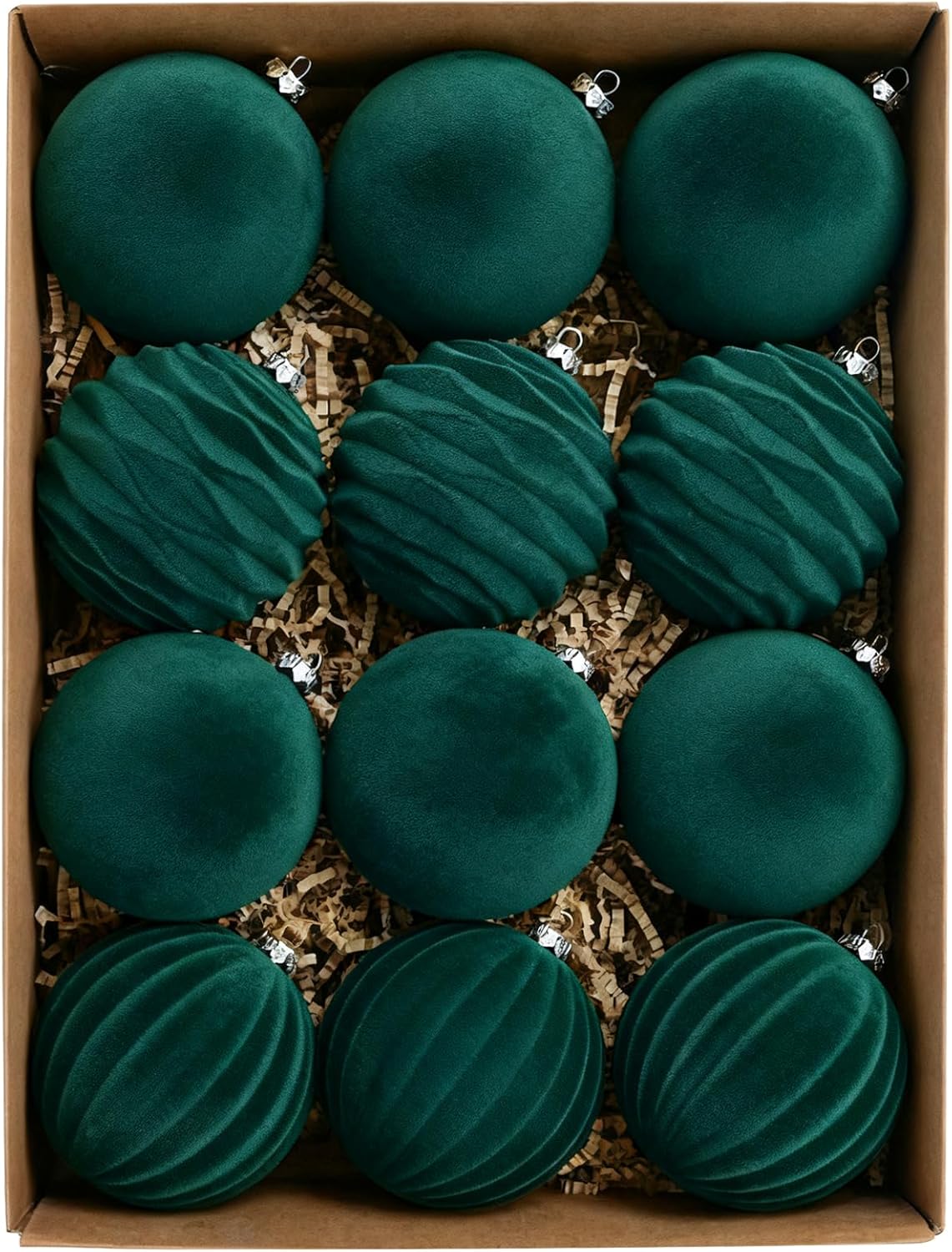 Amazon.com: Sayrrame 12Pcs Velvet Christmas Tree Ornaments, 2.4'' Green ...