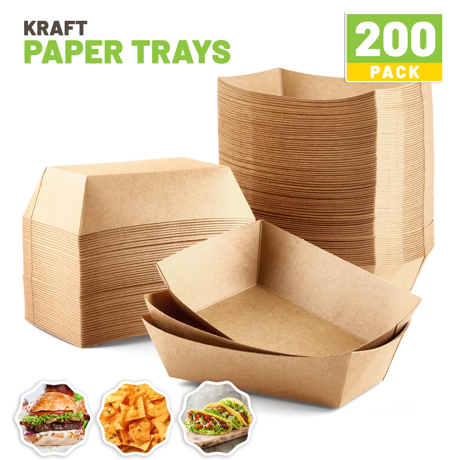 Snapklik.com : 2 Lb Paper Food Trays - 200 Pack Disposable Nacho Trays ...