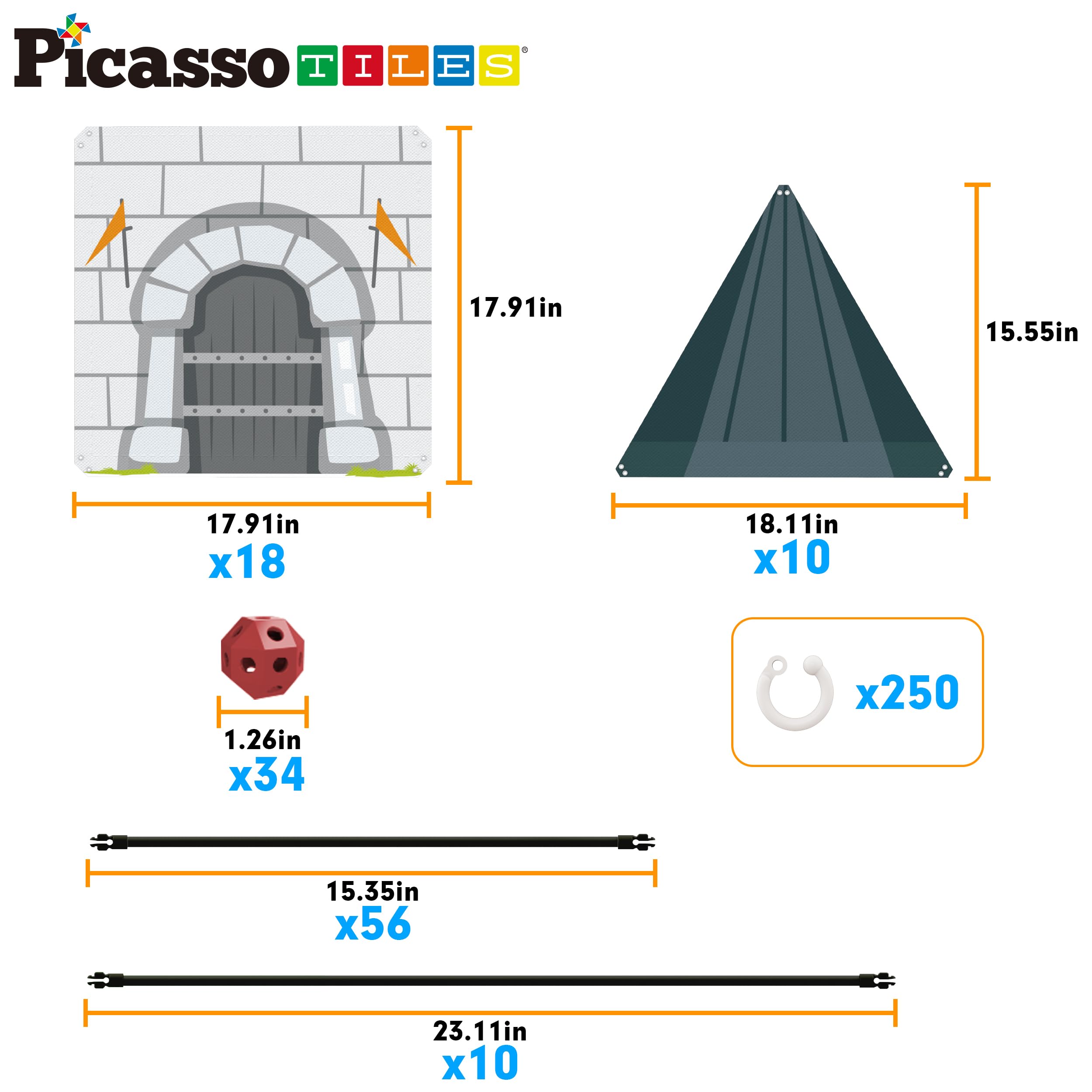 Snapklik.com : PicassoTiles Fort Building Kit 376 Pieces Kids STEM ...