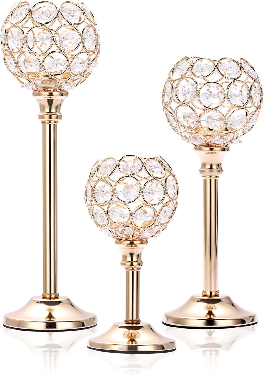 Amazon.com: Kehail Crystal Metal Tealight Candlestick, Bling Bowl ...