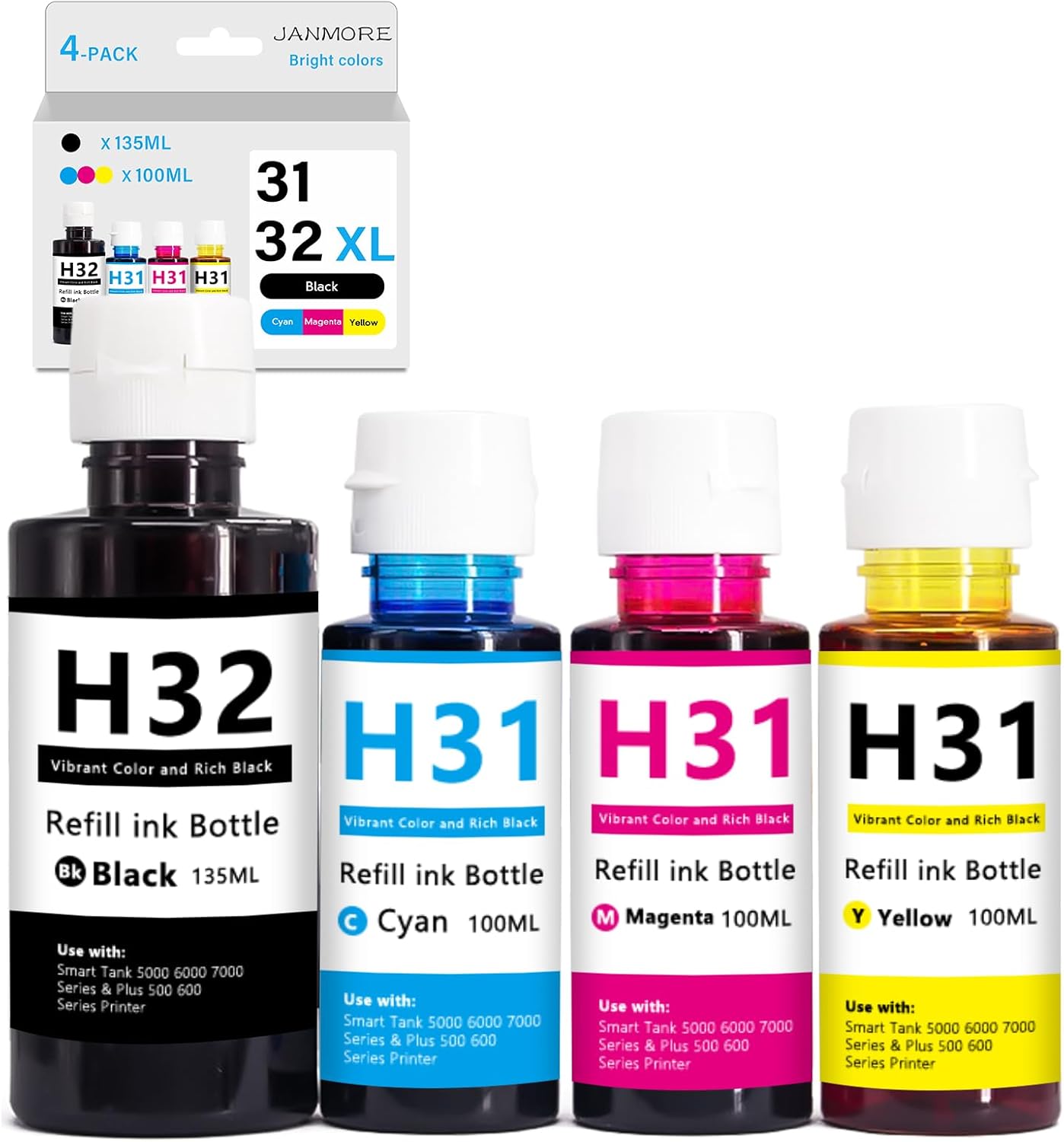 Amazon.com: 31 32XL Ink Refill Bottle Set Compatible for HP 31 32XL Ink ...