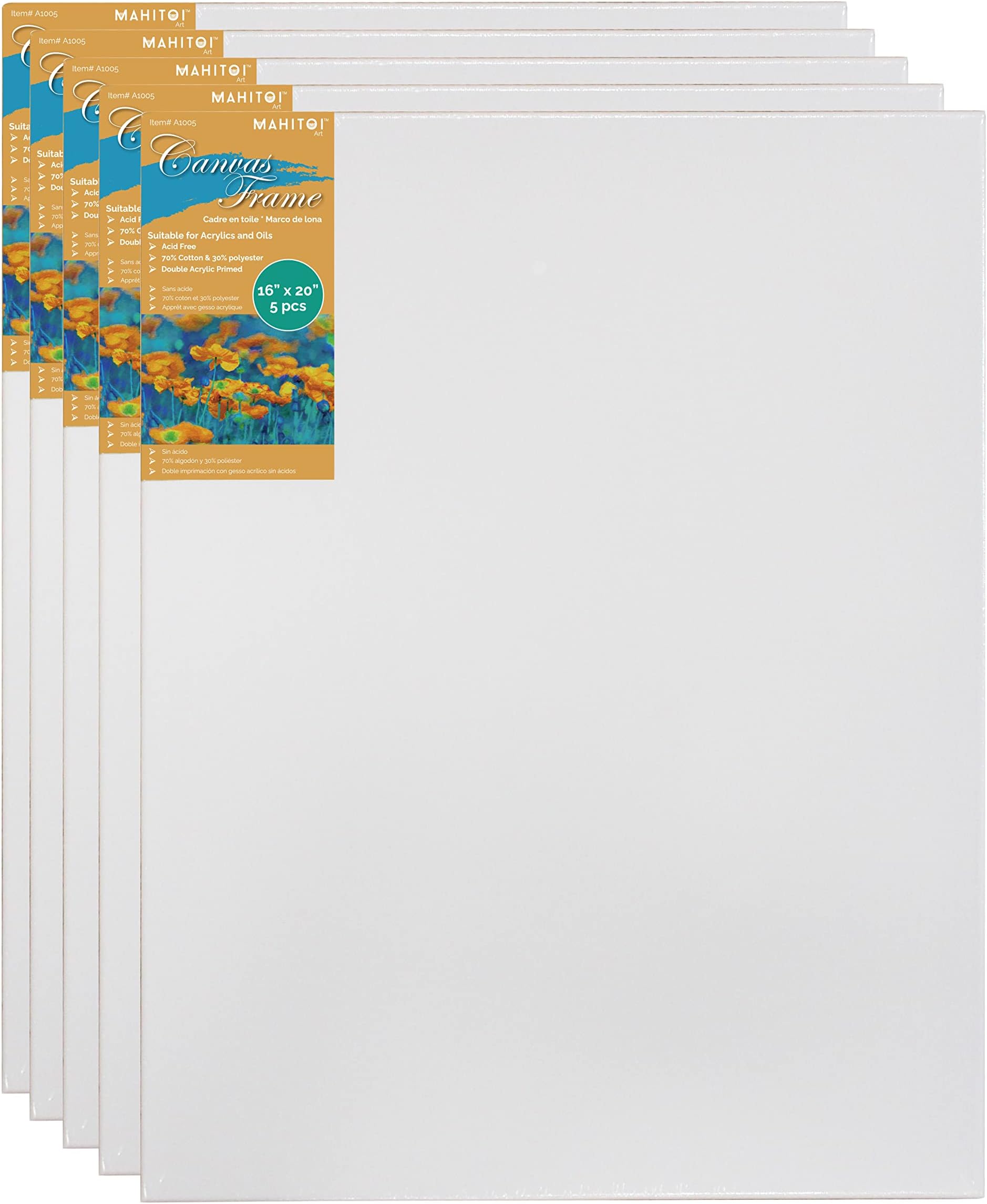 Amazon.com: idoobi Stretched Canvases for Painting 6 Pack 16x20 100% ...