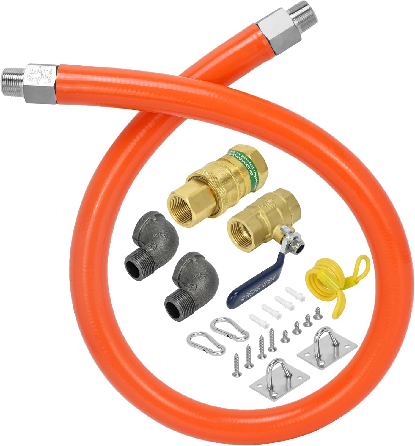 3/4 Gas Line Quick Connect Hose Kit - 48" Gas Line Hose, Includes Gas ...