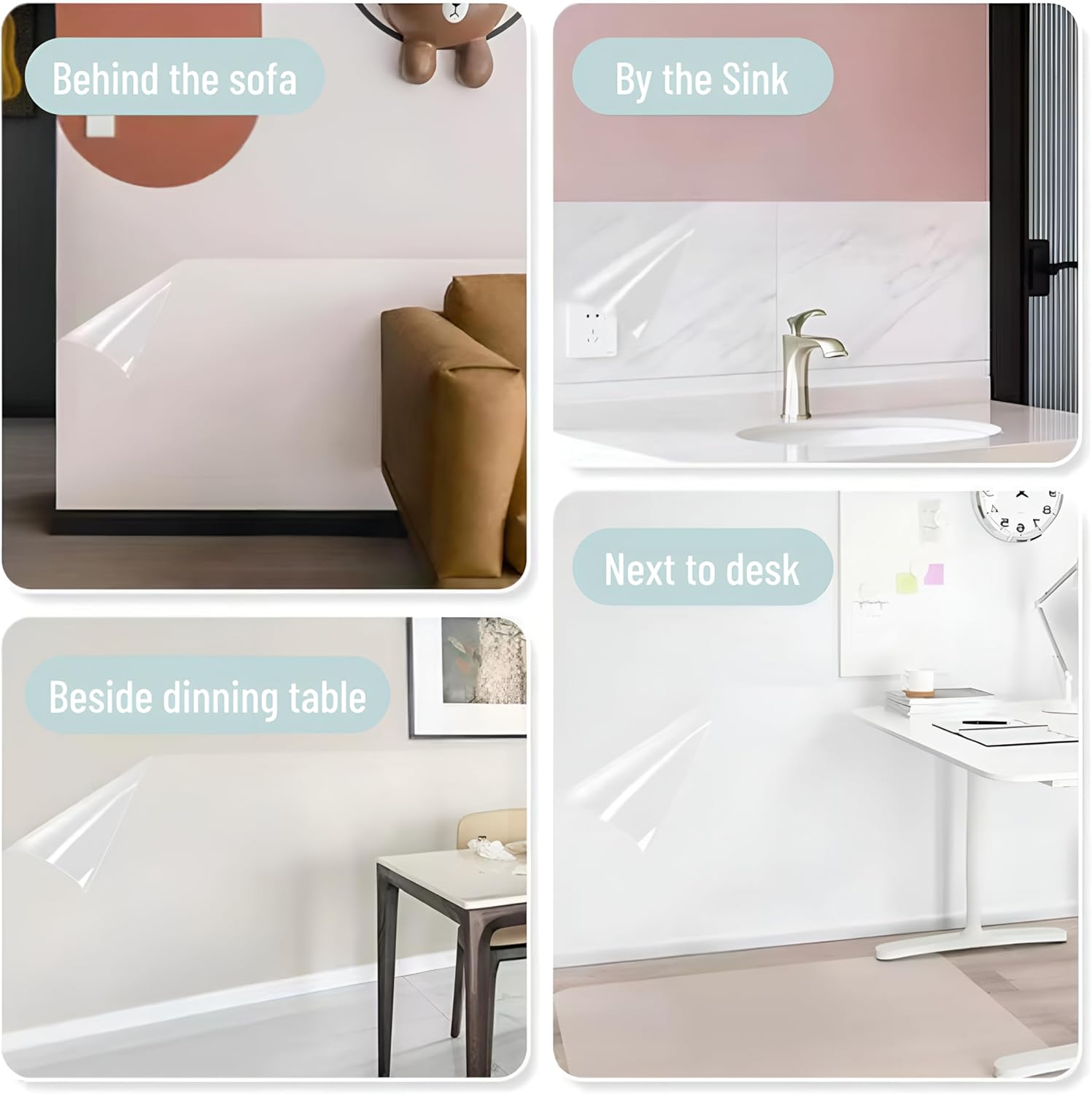 FAMILOVE Protector de pared transparente, autoadhesivo, protector de ...