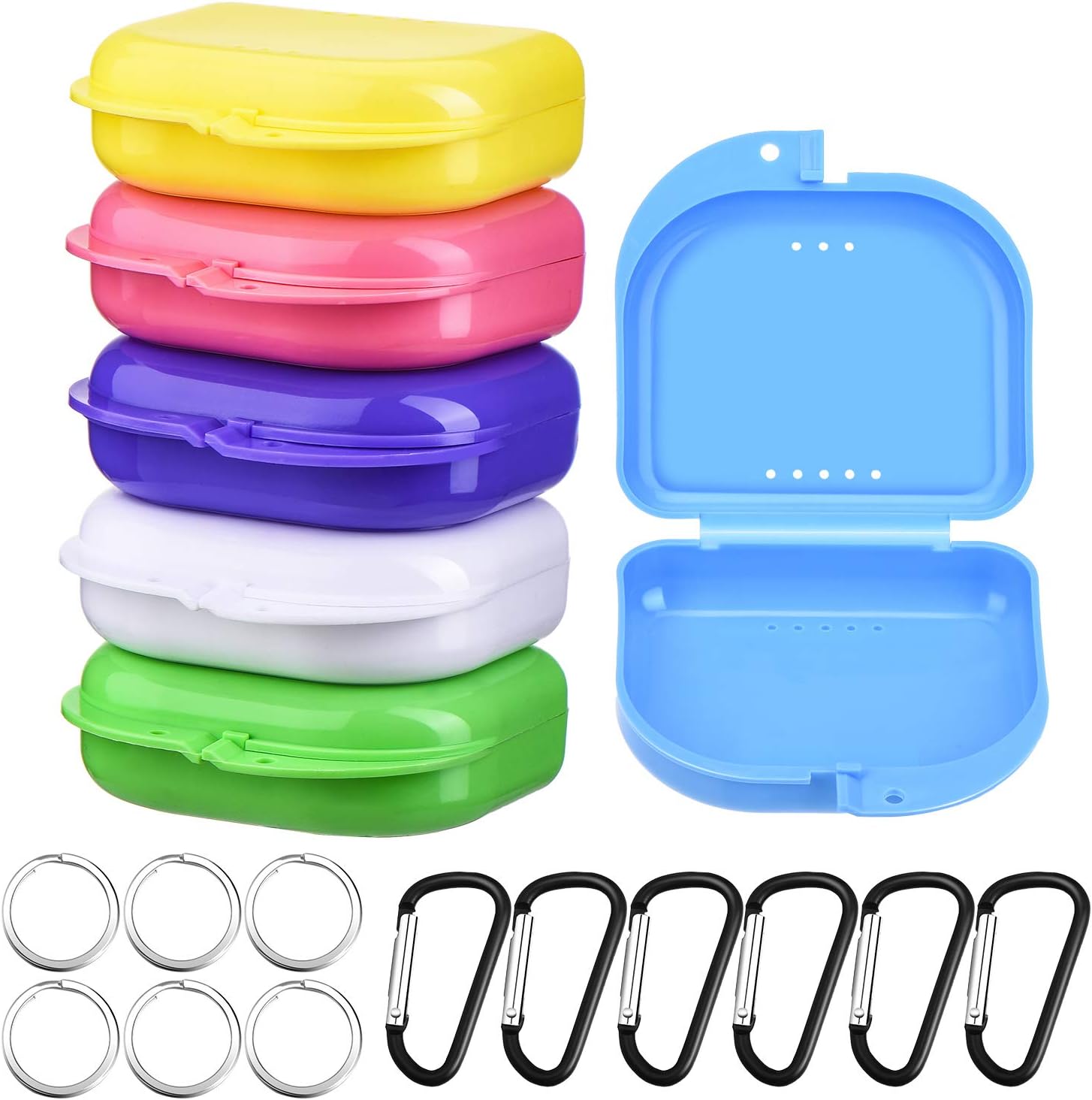 Amazon.com : 6 Pieces Retainer Cases Mouth Guard Container Case ...