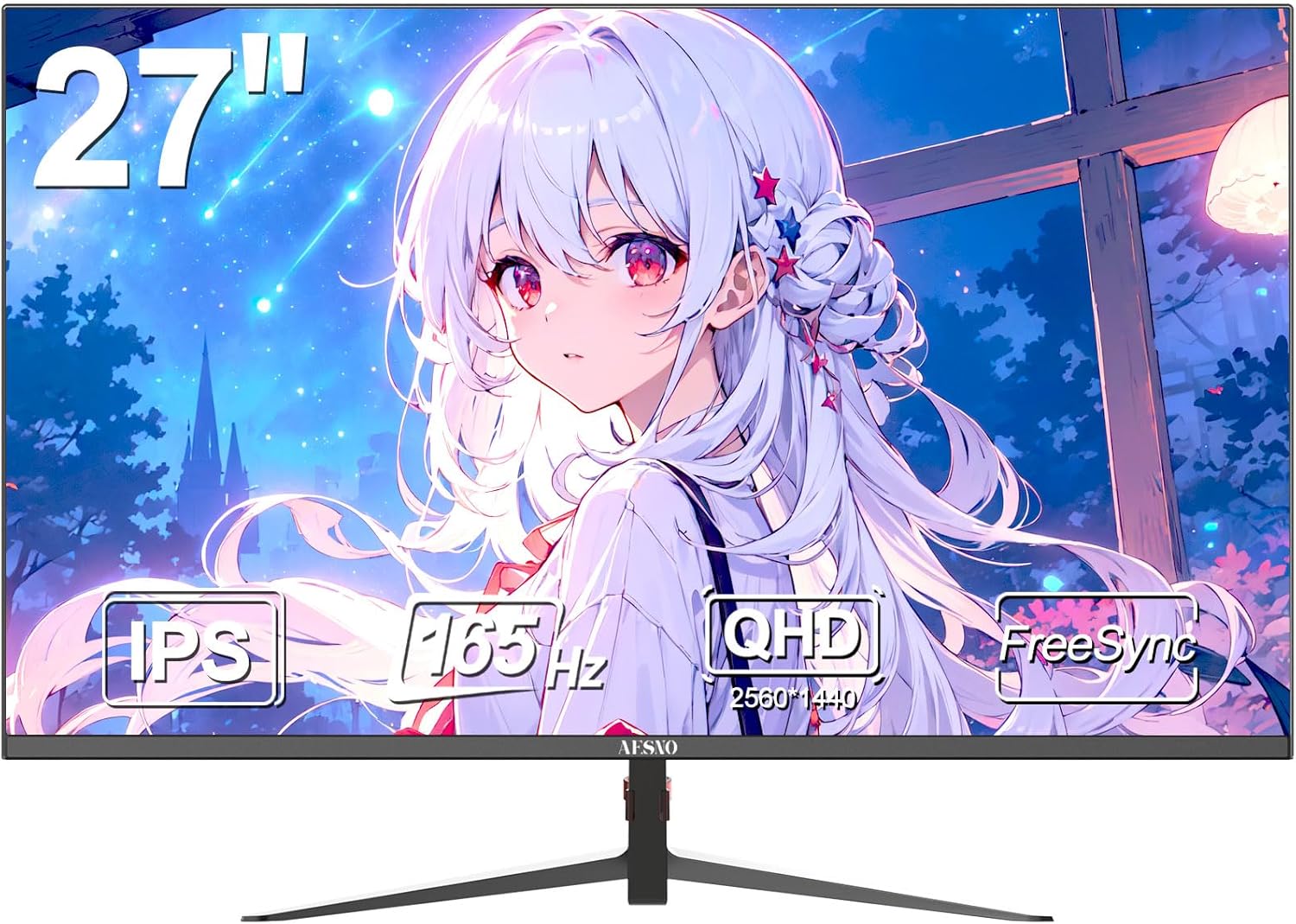 Amazon.co.jp: AESNO 27 インチ コンピュータ モニター QHD (2560x1440) 高速 IPS GTG1ms 100% sRGB 165hz ゲーミング PS5 ...