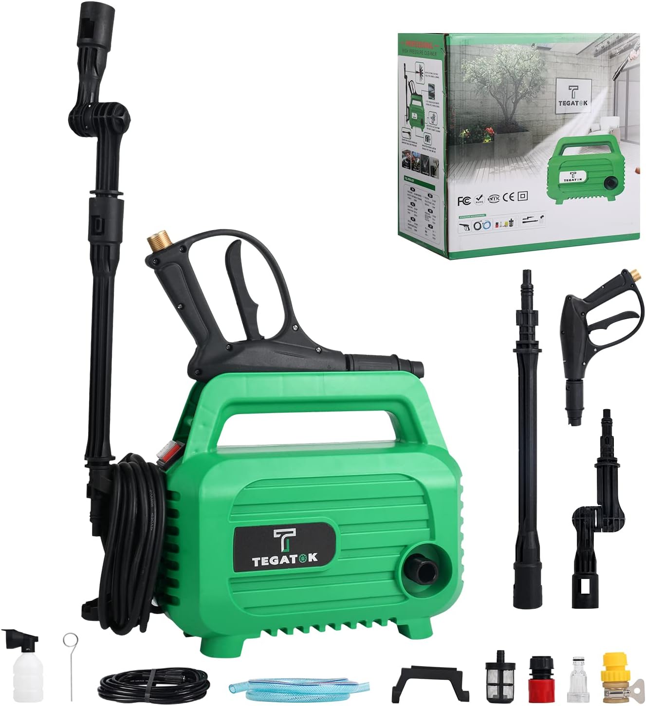 Tegatok Pressure Washer, Power Washer Max 1800 Psi with Adjustable ...