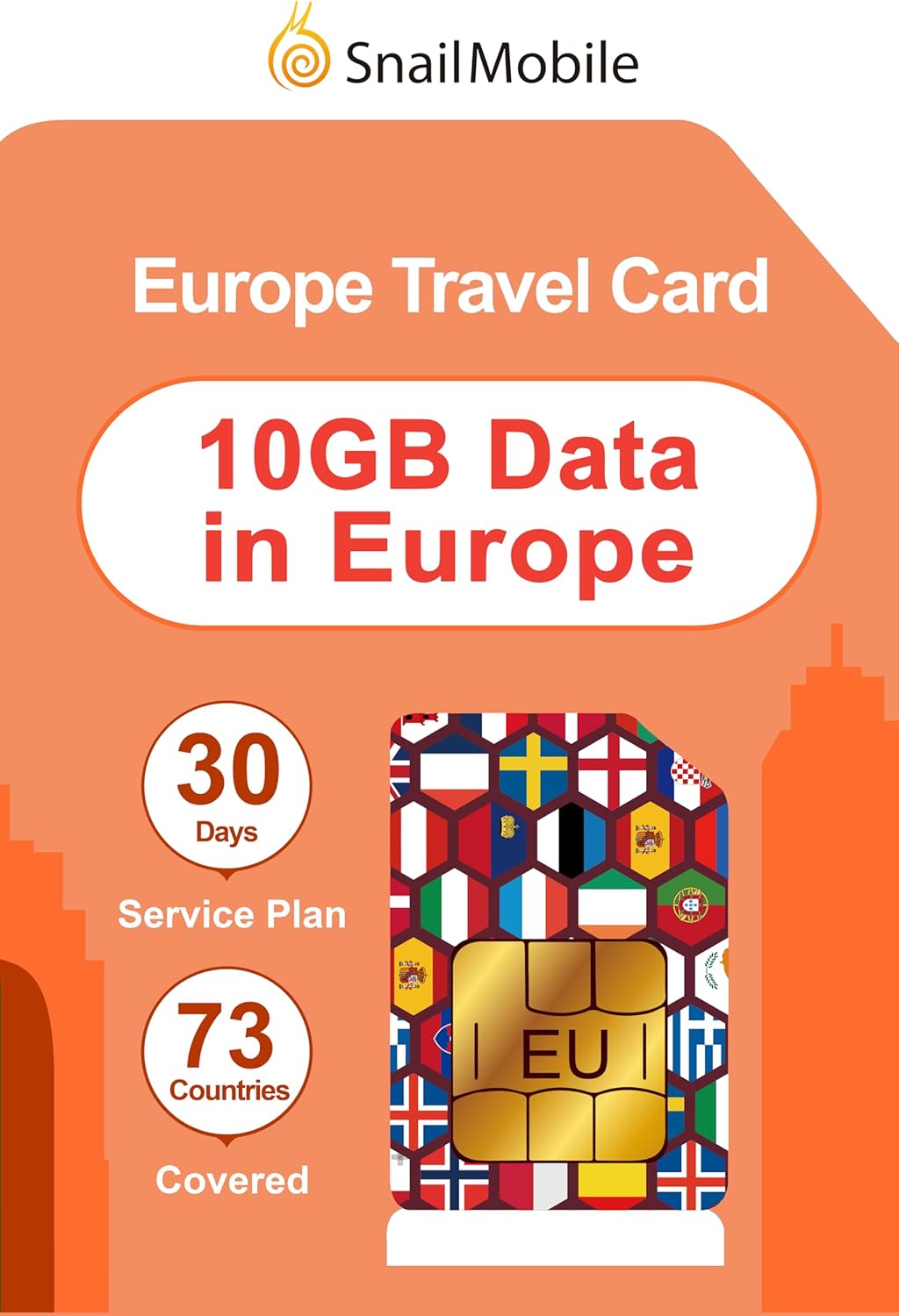 Snailmobile Europe/UK Travel/Holiday SIM Card 30 Days 10GB High Speed ...