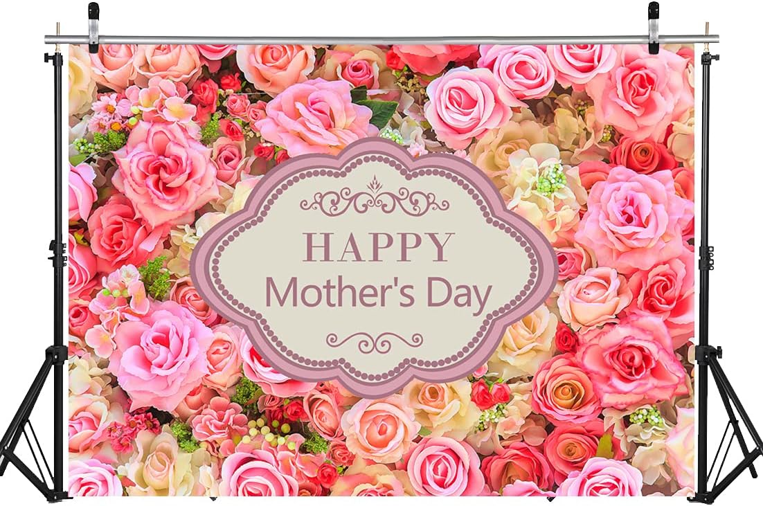 Amazon.com : WOLADA 7x5FT Happy Mothers Day Photography Backdrop Mother's Day Flowers Wall ...