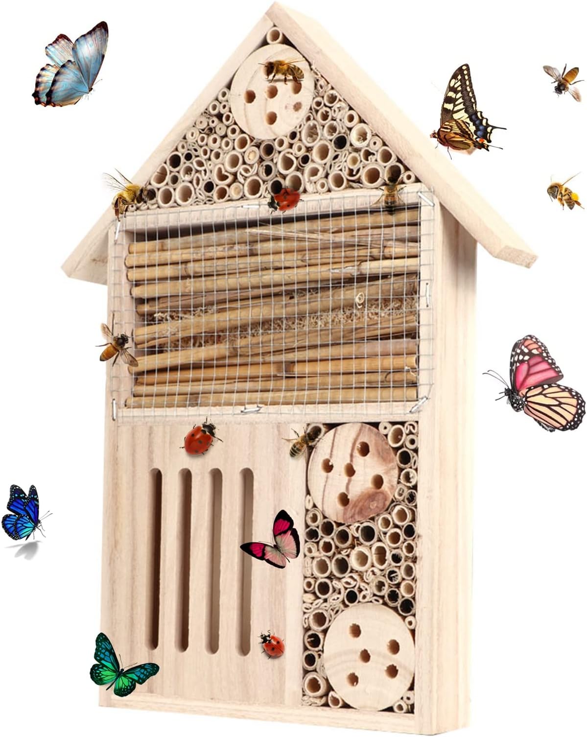Insect House, Garden Outdoor Wooden Insect Bee House, Wood Bug Room ...