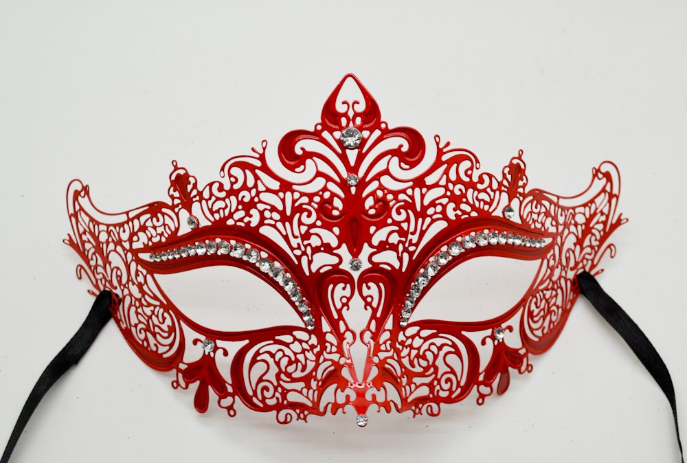 Amazon.com: New Women Metal Mask Venetian Style Red Colorful Masquerade ...