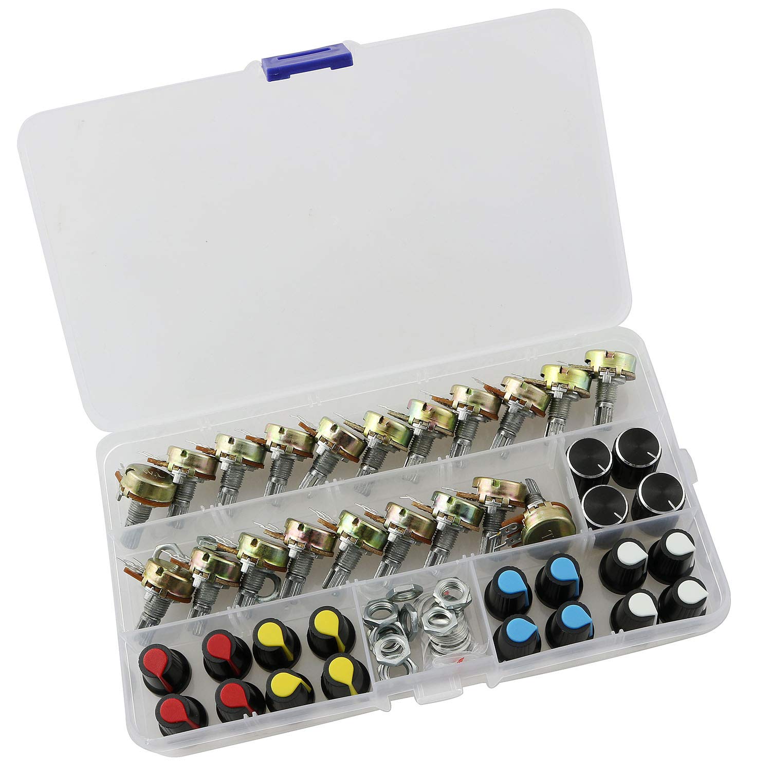 Buy Longdex Rotary Taper Potentiometer 20PCS 5K-100K Ohm Knurled Shaft ...