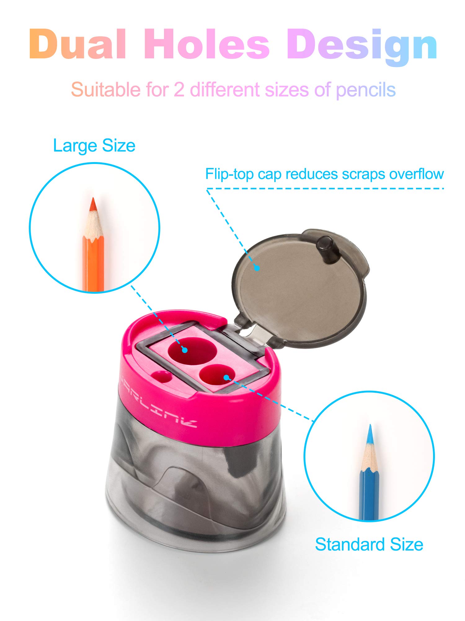 Snapklik.com : JARLINK 6 Pack Manual Pencil Sharpener, Dual Holes ...