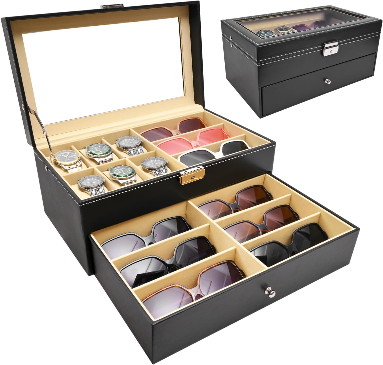 Amazon.com: Lifewit 2- layer Sunglasses Organizer with Glass Lid, 6 ...