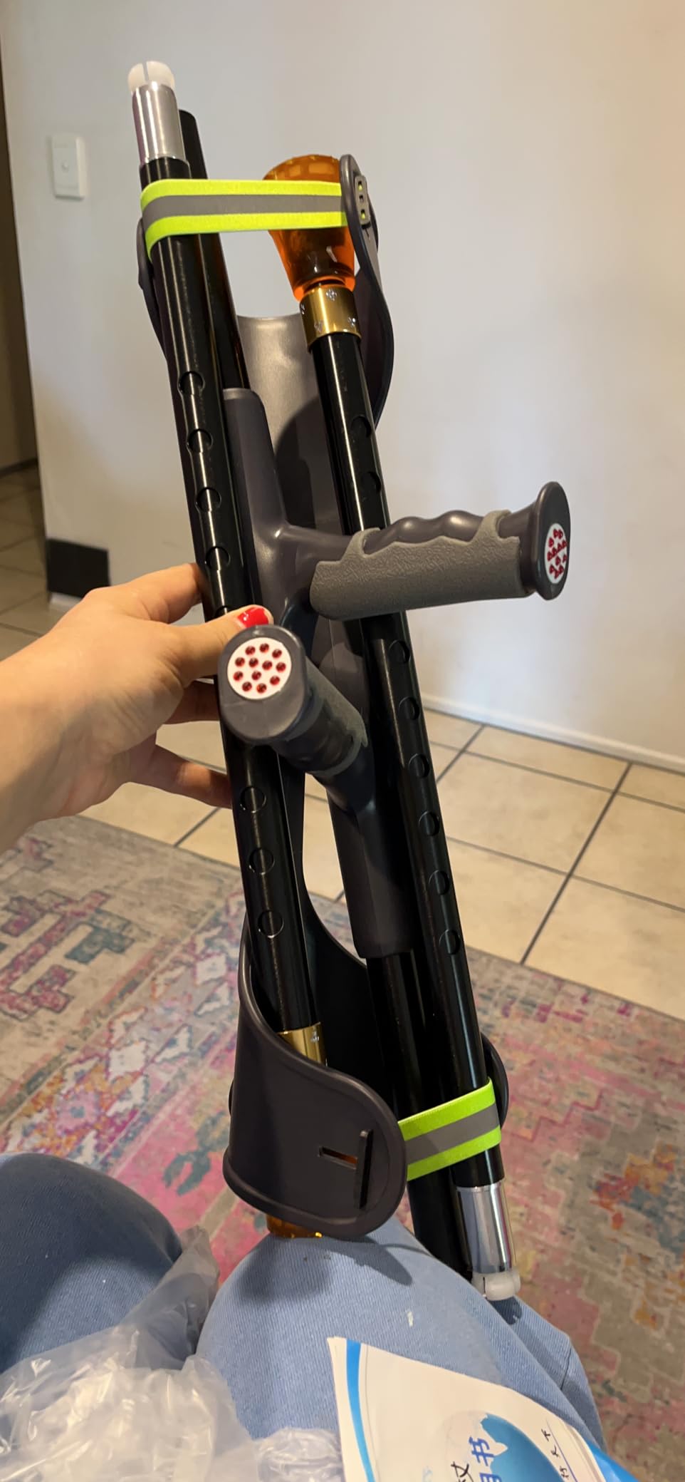 1 Pair Folding Cane, Aluminum Forearm Crutch, Adjustable Height Walking ...