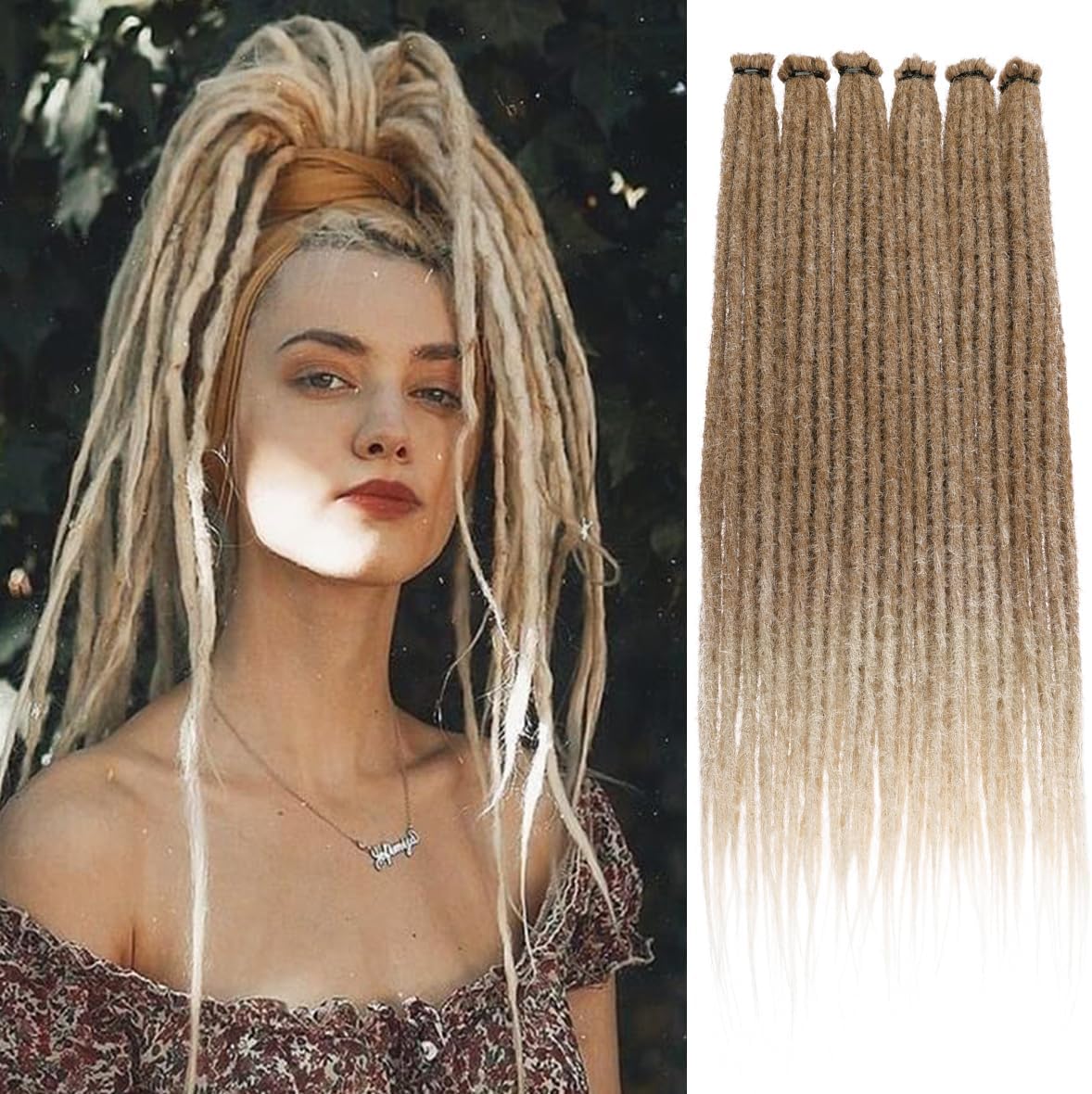 Leeven 18 Inch Ombre Blonde Dreadlock Extension 20 Strands Hippie ...
