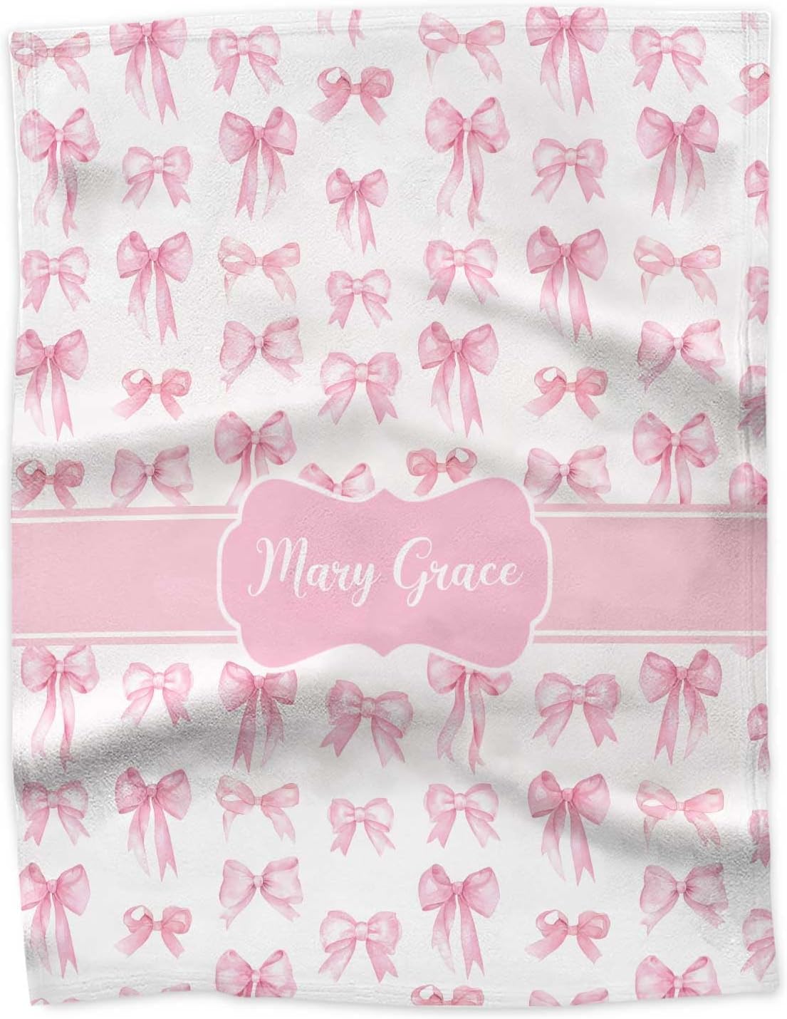 Amazon.com: Personalized Baby Blanket with Name – Custom Pink Bow ...