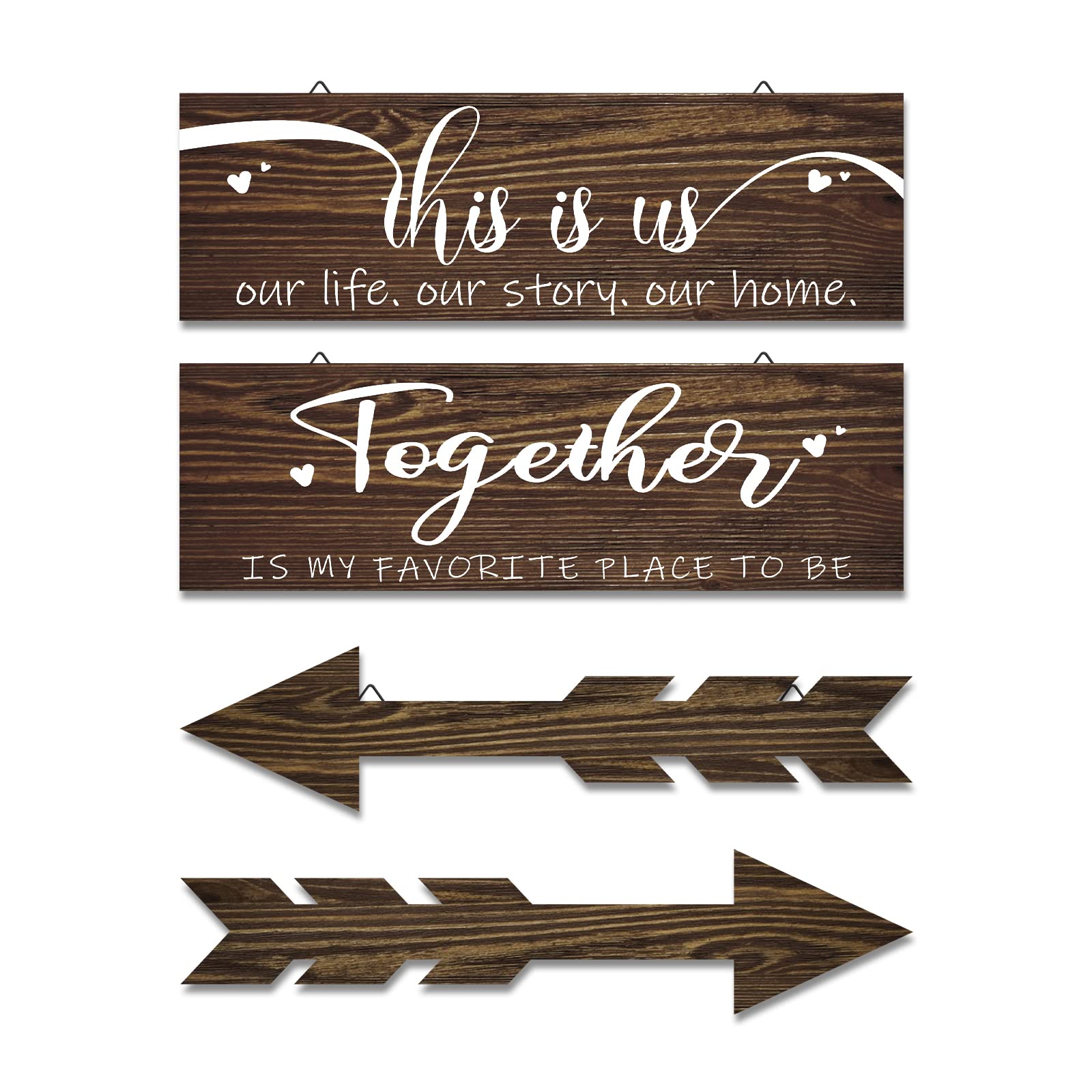 Amazon.com : decalmile 4 pieces Family Wooden Hanging Signs Rustic Wood ...