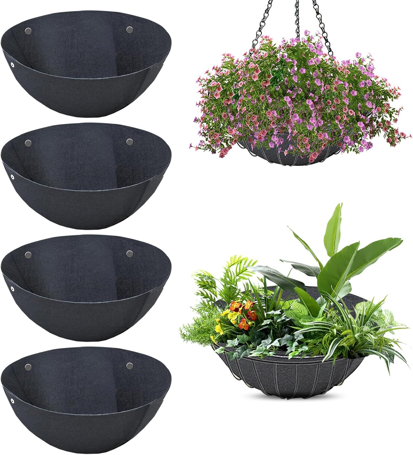 Amazon.com: 4 Pack Planter Basket Liners, Trough Window Box Liners ...