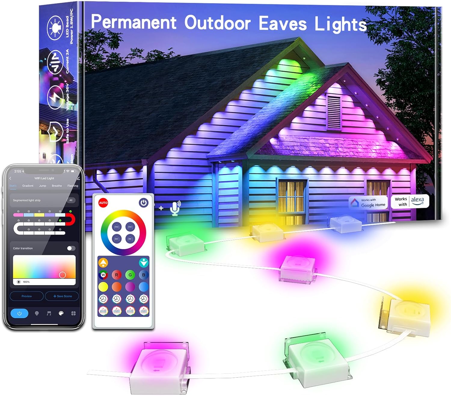 Amazon.com: Tsanhoo Luces inteligentes permanentes para exteriores ...