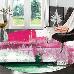 Amazon.com: Mamatong Red White Grey Modern Abstract Round Area Rug 5ft ...