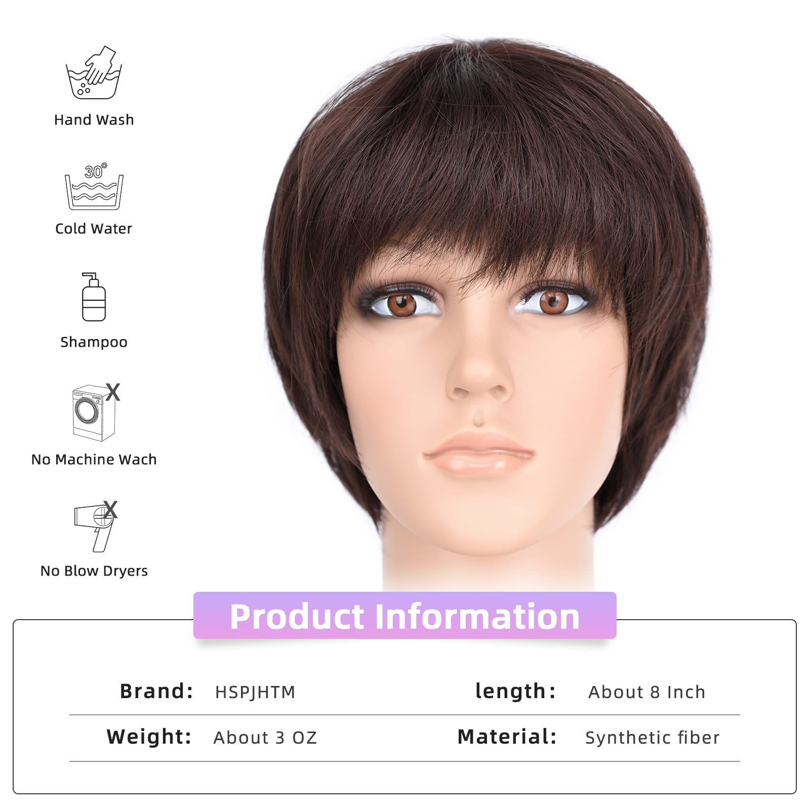 Snapklik.com : HSPJHTM Short Brown Wig, Short Wigs For Women,Cut Wig