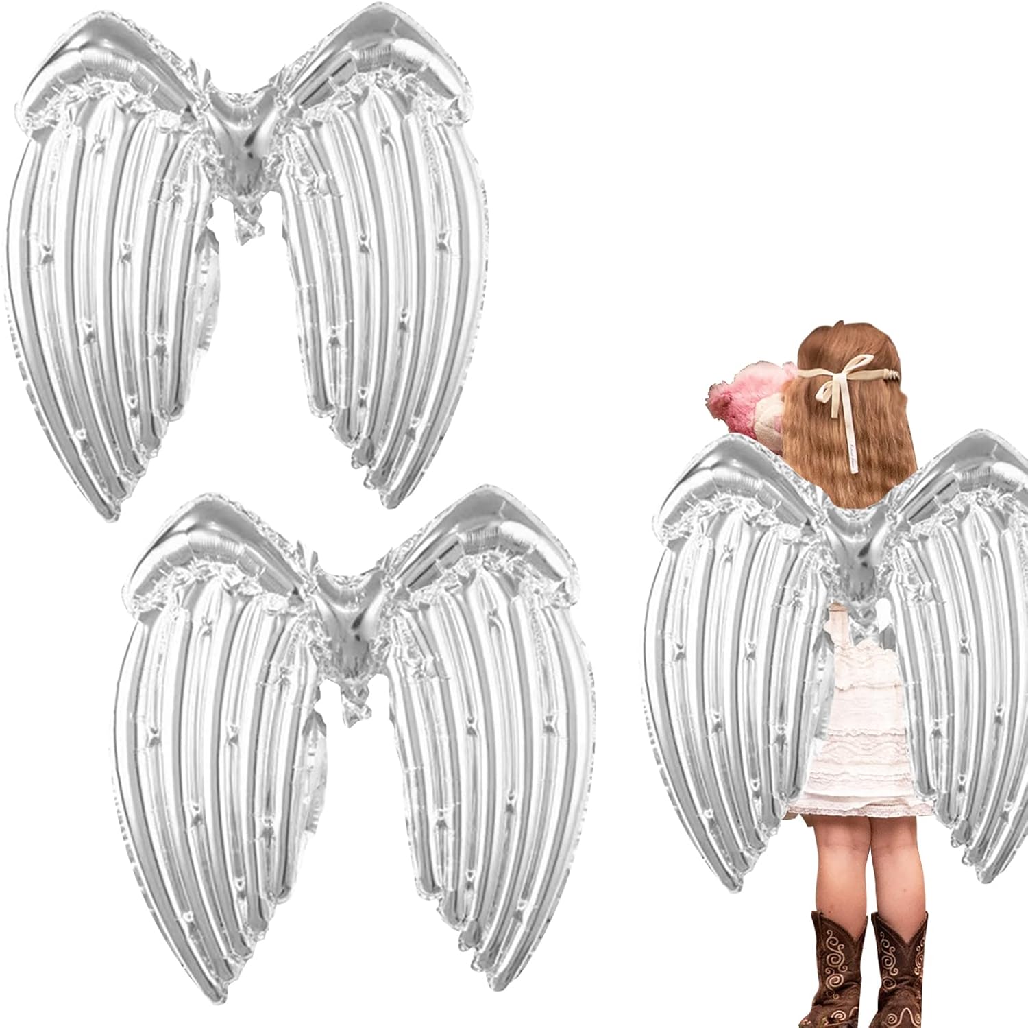 Amazon.com: Silvery Angel Wing Balloons Large Foil Fairy Wings Balloon ...
