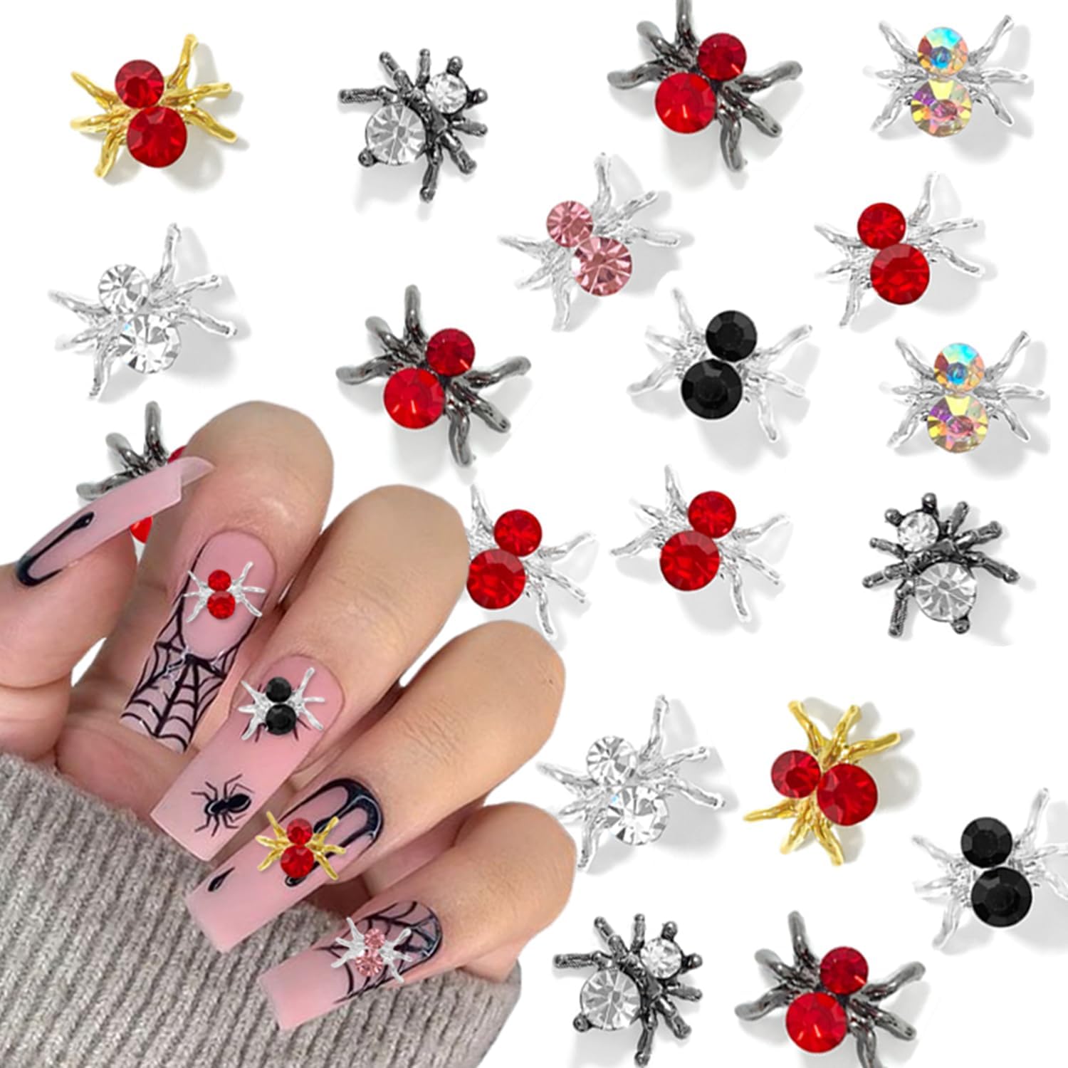 Amazon.com: 35Pcs Halloween Nail Charms 3D Spider Nail Charms for ...