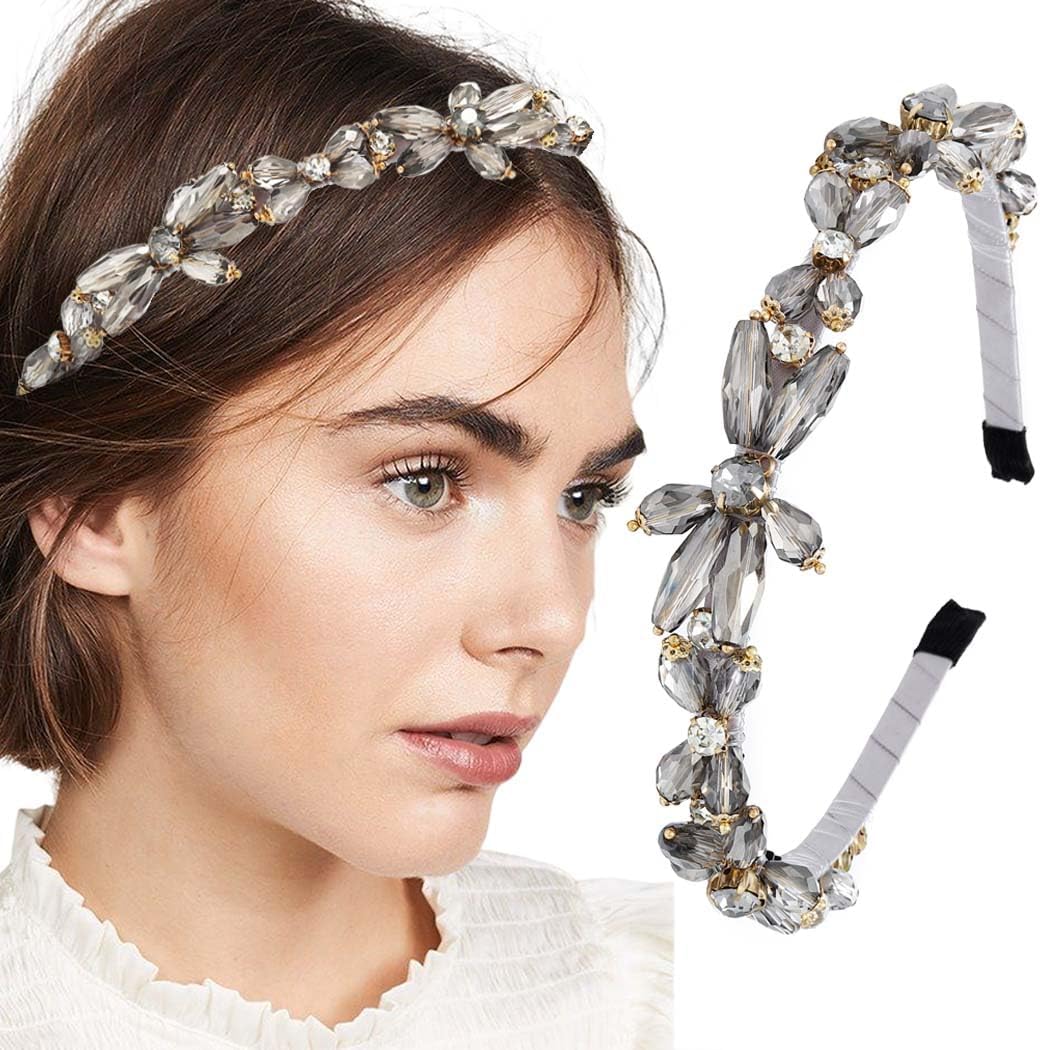 Amazon.com : Firuilo Thin Rhinestones Headband Blue Crystal Hair Bands ...