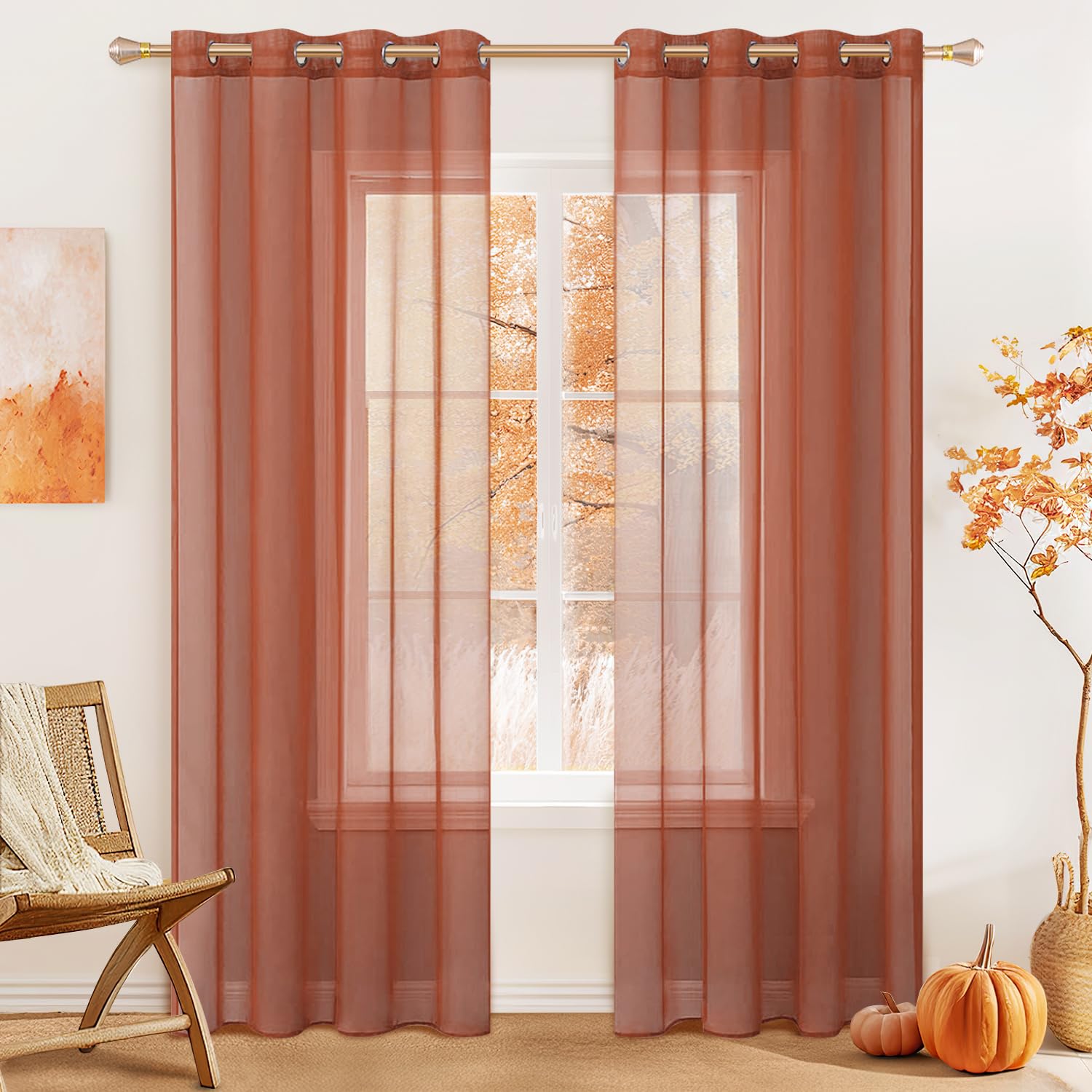 Amazon.com: MIULEE 2 Panels Solid Color Sheer Curtains 45 Inch Length ...