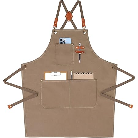 Amazon.com: Chef Apron for Men Women with Pockets, Cross Back Apron for ...