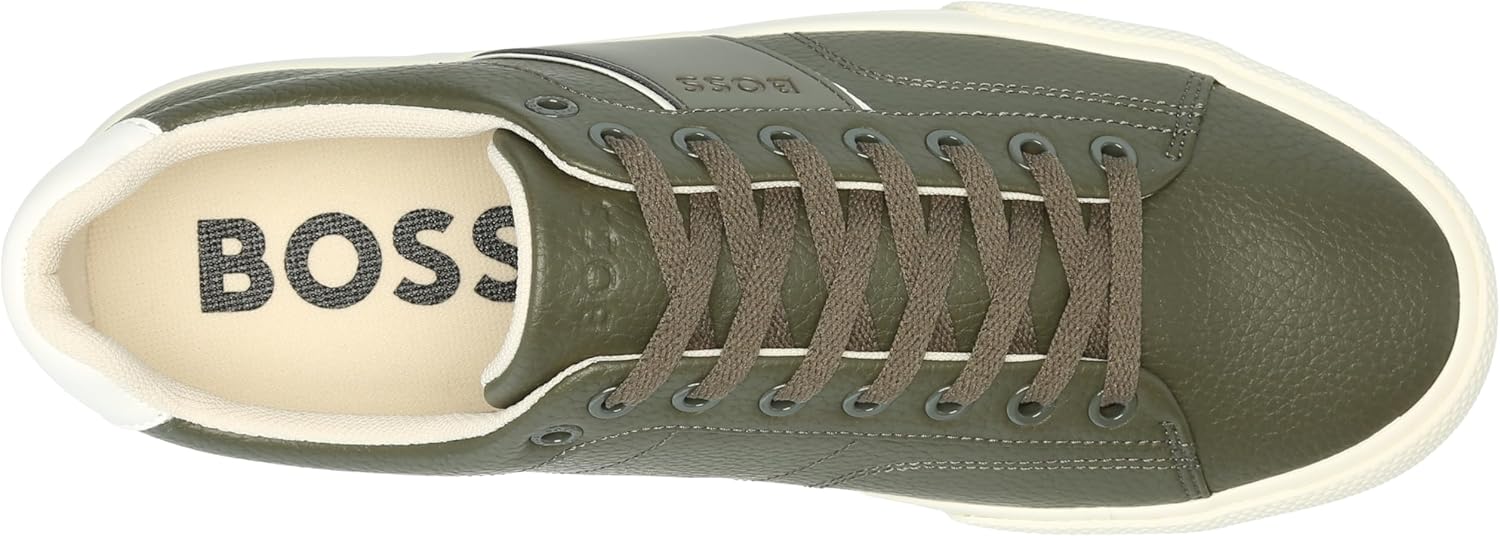 BOSS Men's Aiden Logo Block Leather Low Top Sneaker
