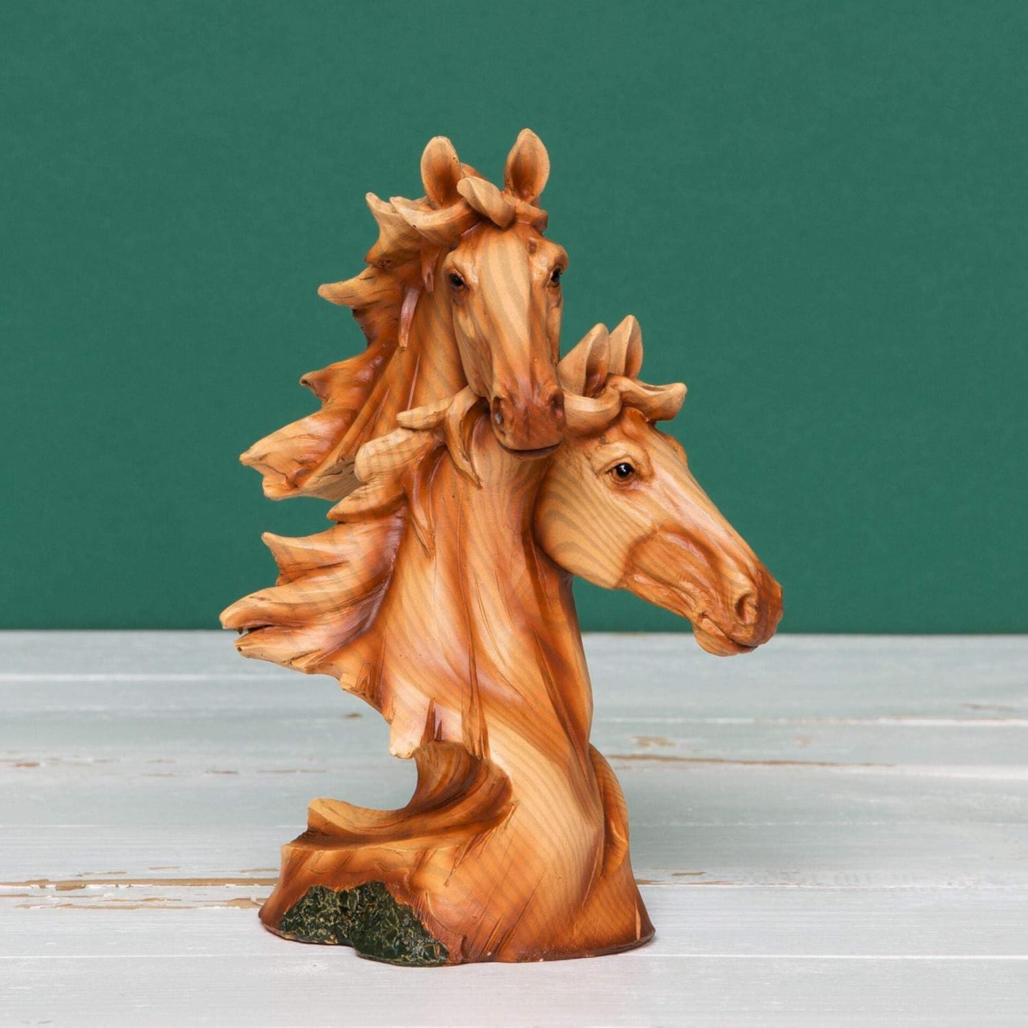 Widdop Naturecraft Wood Effect Resin Figurine - Two Horse Heads ...