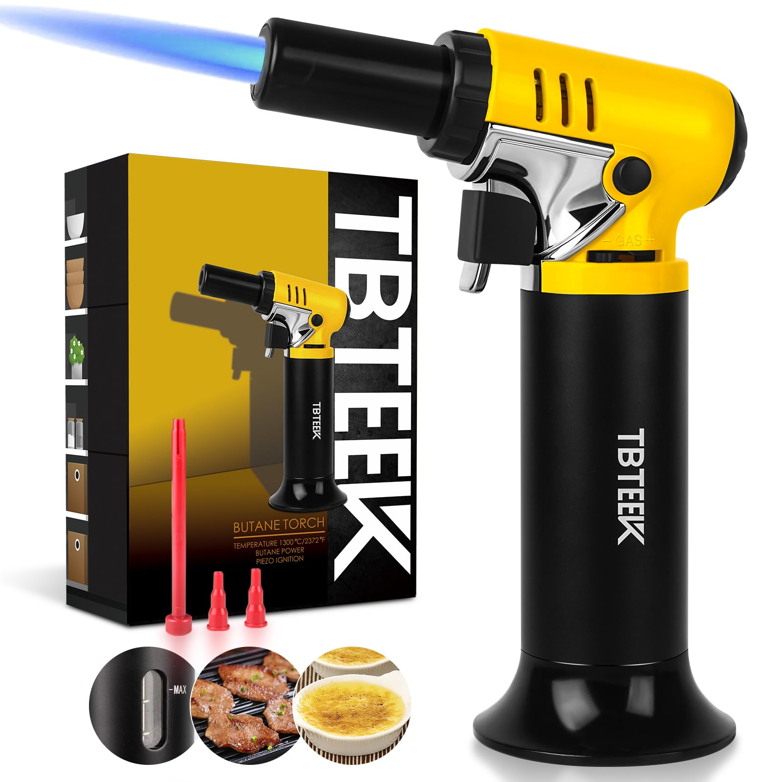 Amazon.com: TBTeek Butane Torch with Fuel Gauge T907, One-hand ...