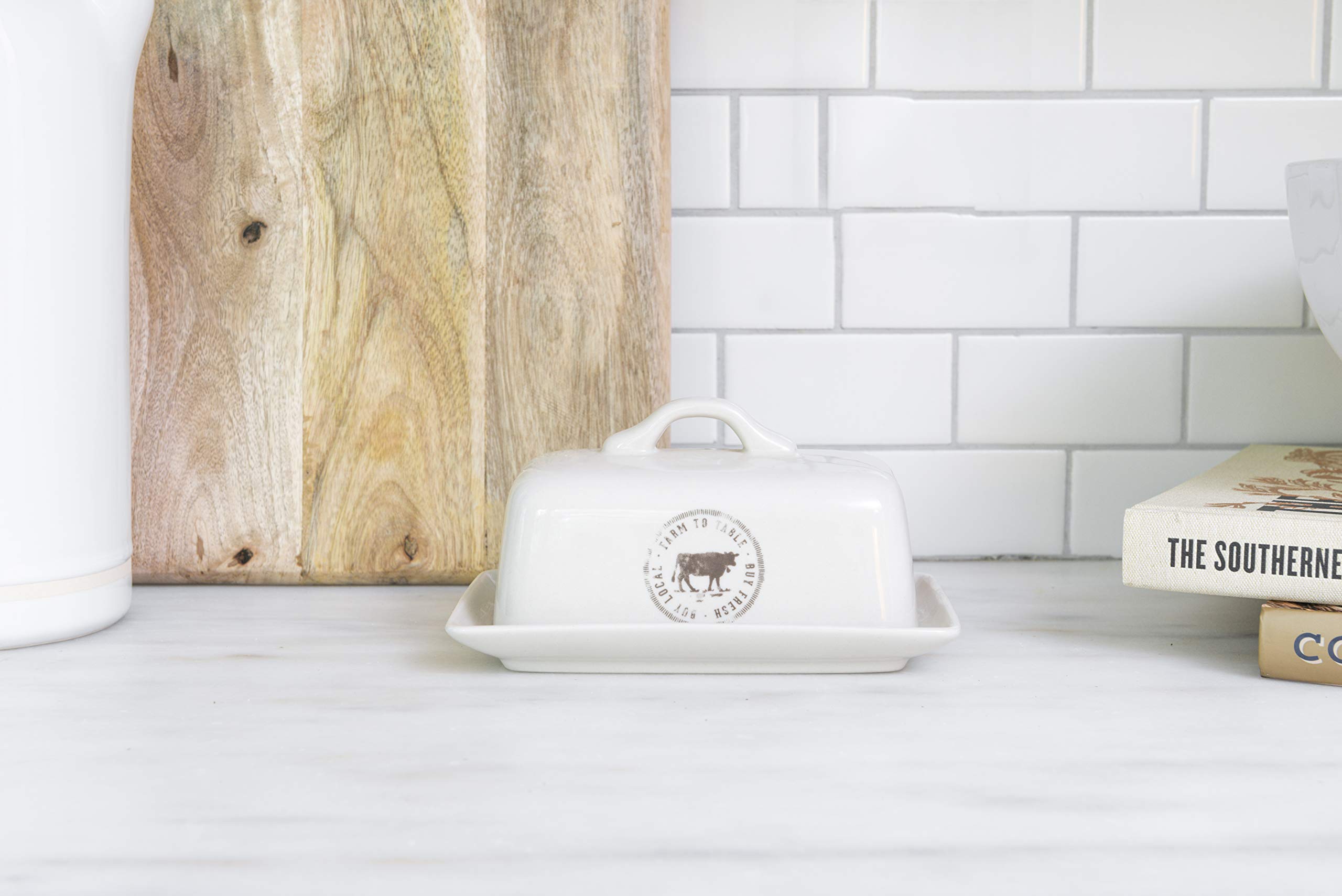 Snapklik.com : Creative Co-Op Stoneware Butter Dish
