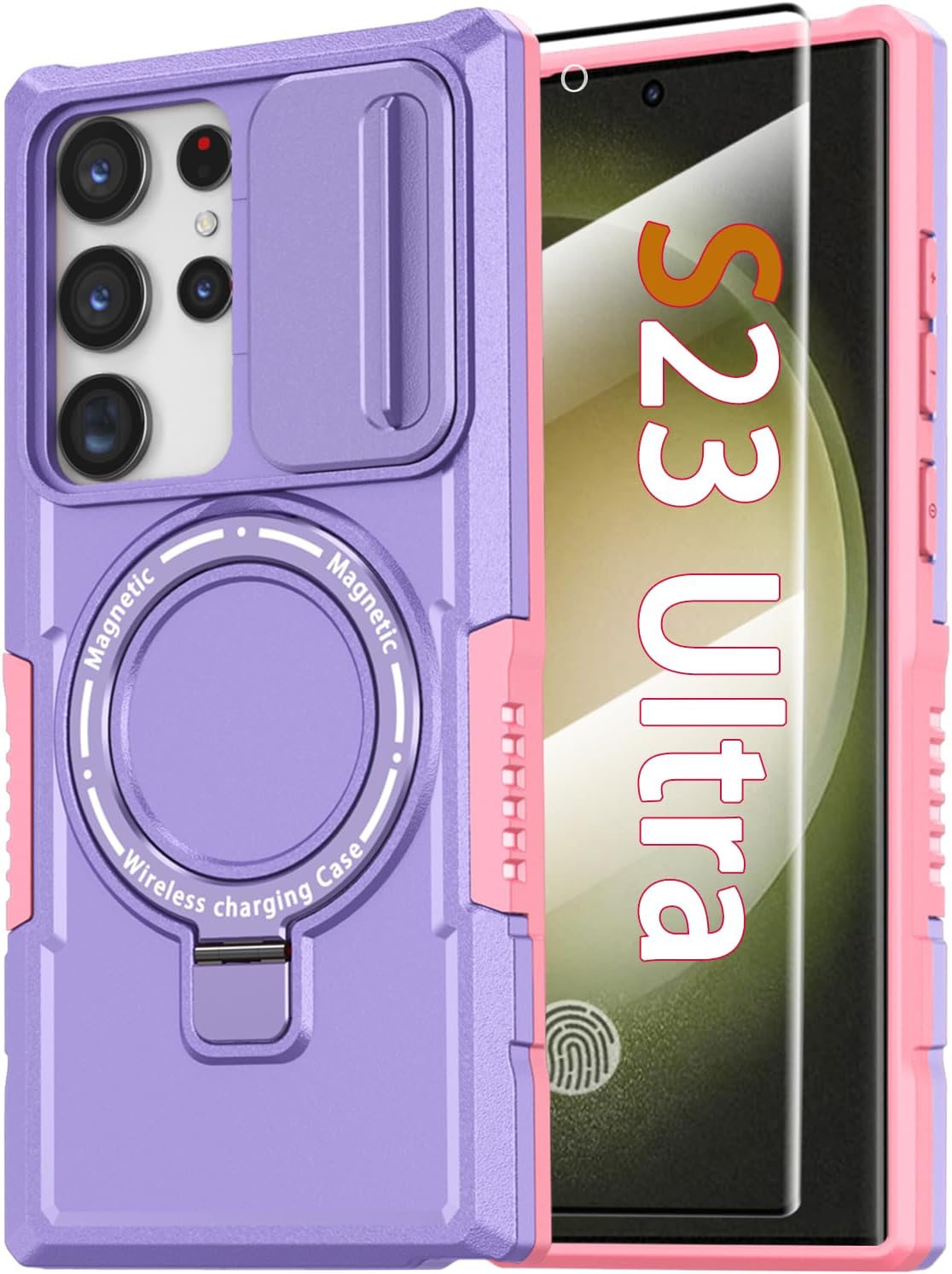Amazon.com: Magnetic Case for Samsung Galaxy S23 Ultra, with Ring Stand ...