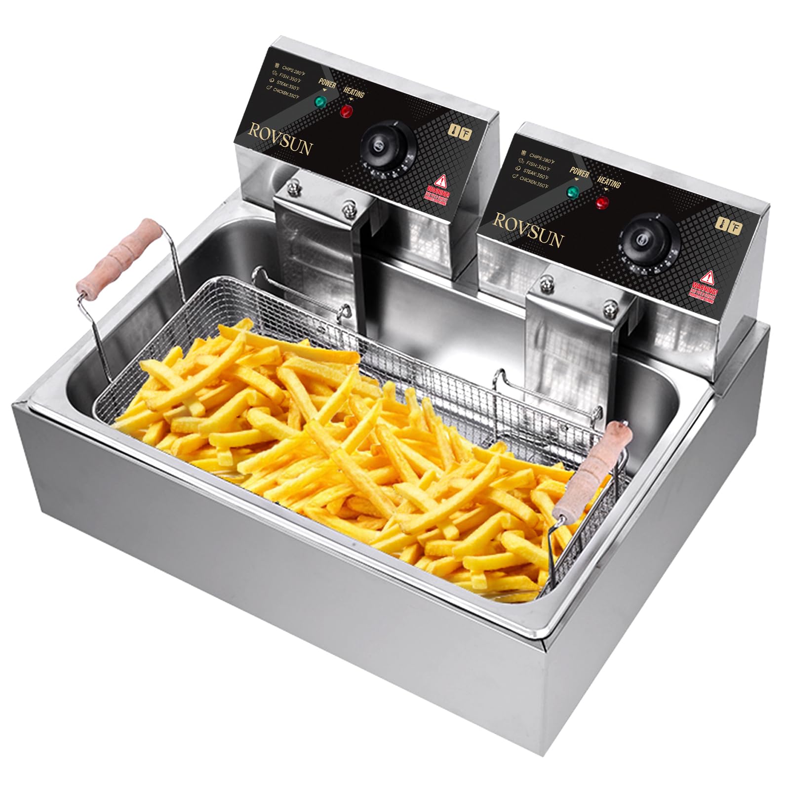 ROVSUN Electric Deep Fryer, Commercial Deep Fryer w/Large Single Basket ...