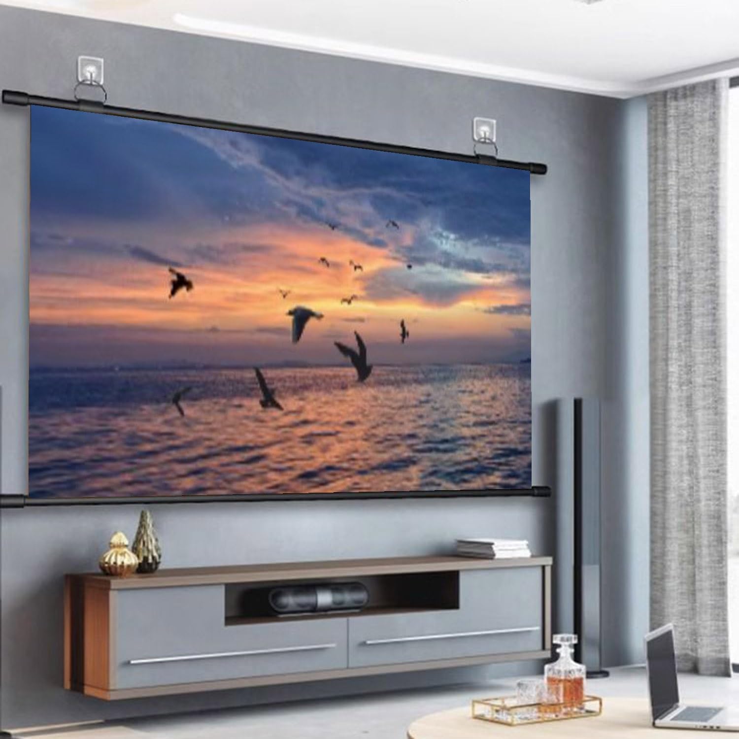 Amazon.com: KEBER Pull Down Projector Screen, 60"/72"/80" Movie Screen ...