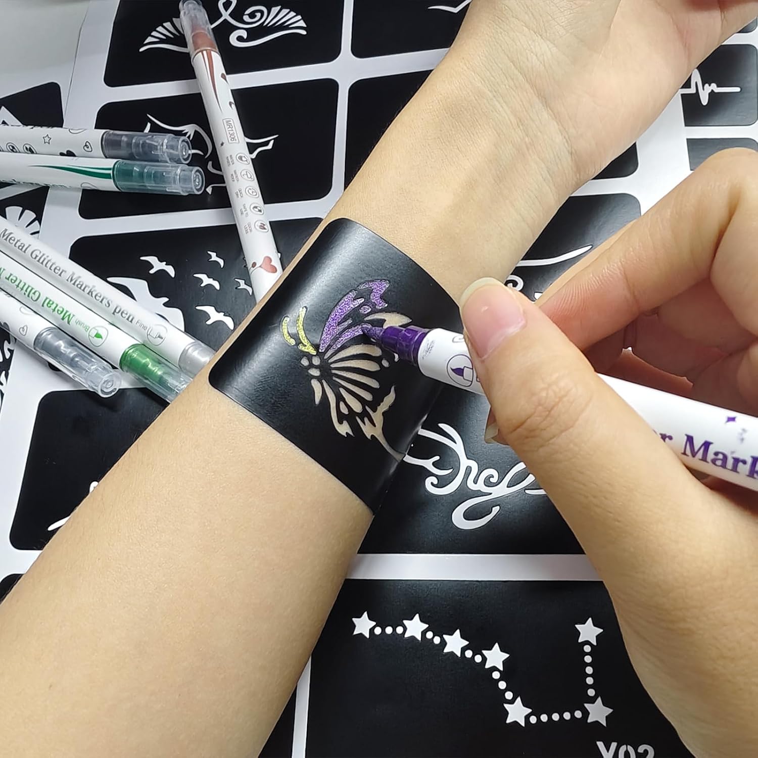 Erinde Marcadores temporales de tatuaje para piel, 24 colores ...