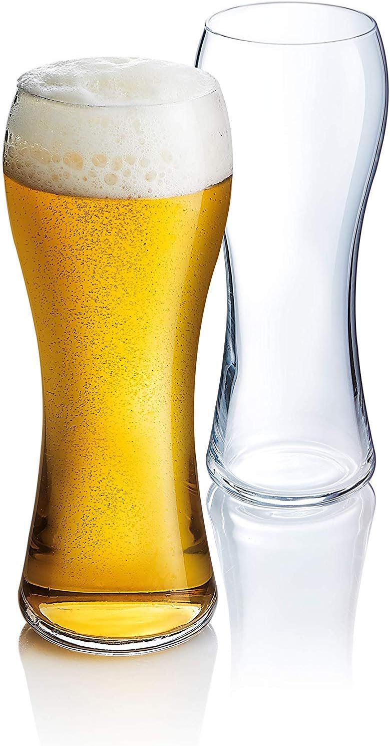 Buy HAPPY BORN Big Tall Beer Glass Set of 2 - Pilsner, Juice, Mocktail ...