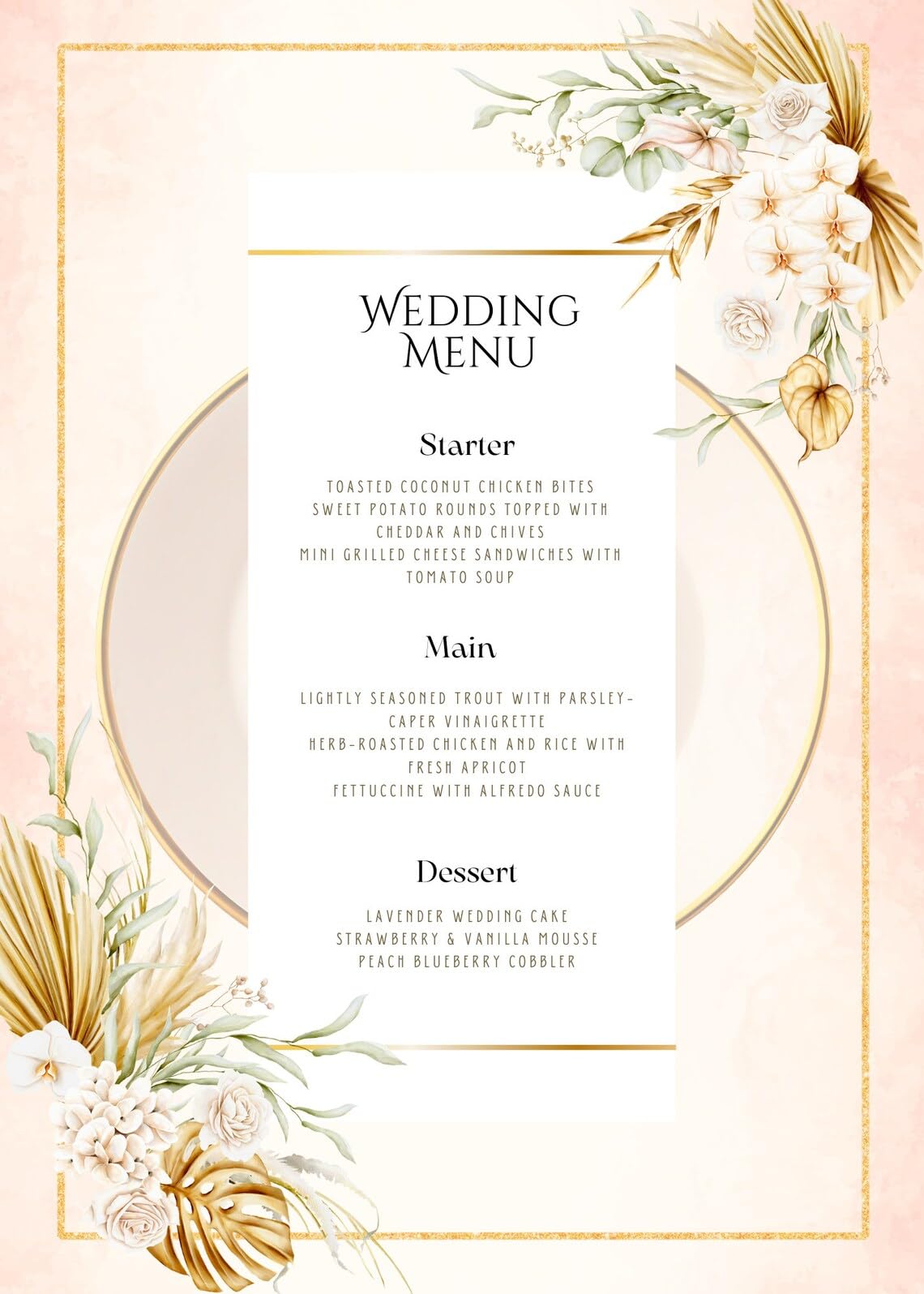 Printable Wedding Menu Cards Templates