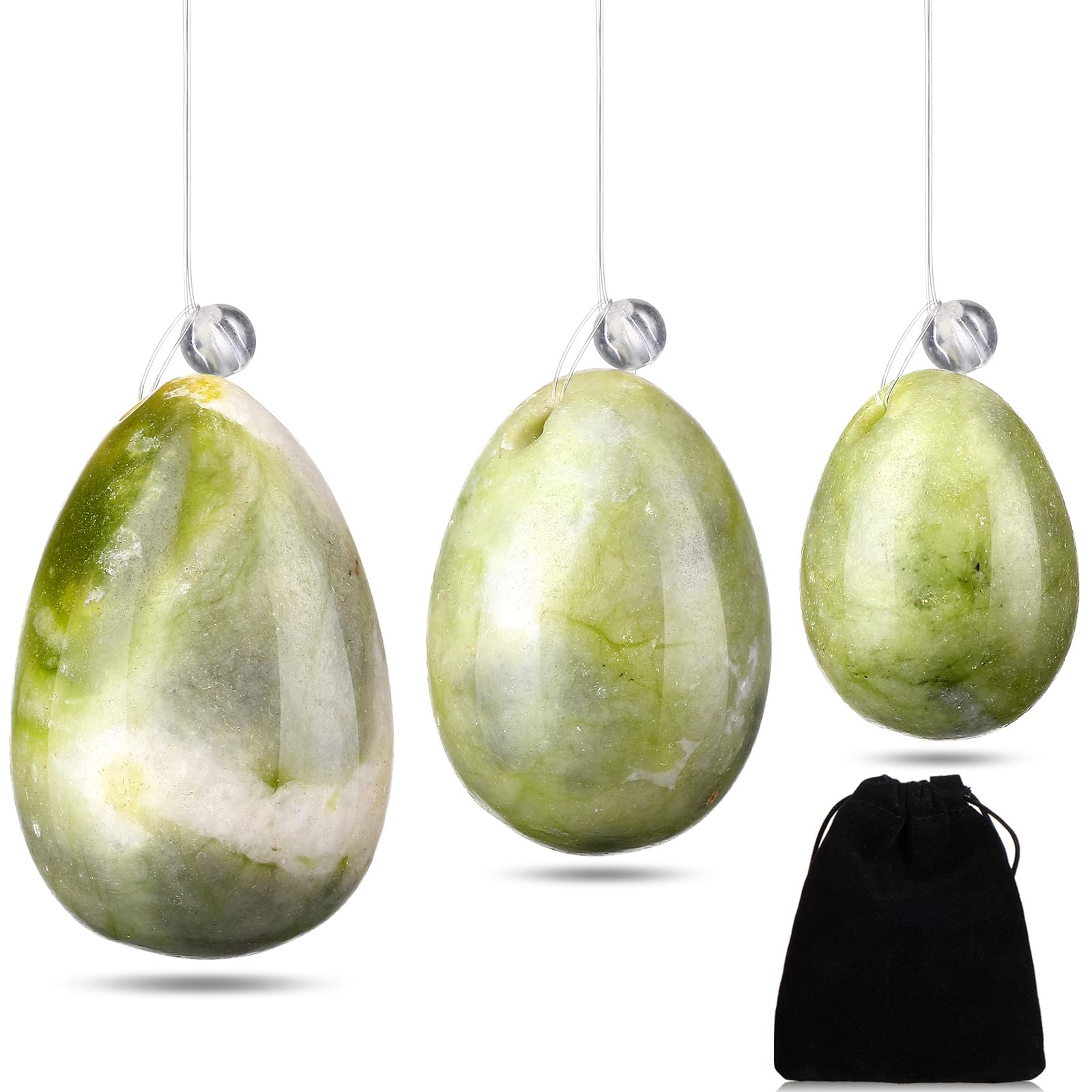 Amazon.com: Inbagi 3 Pcs Yoni Stone for Women Kegel Eggs Massage Stone Kegel Balls Jade Crystal ...