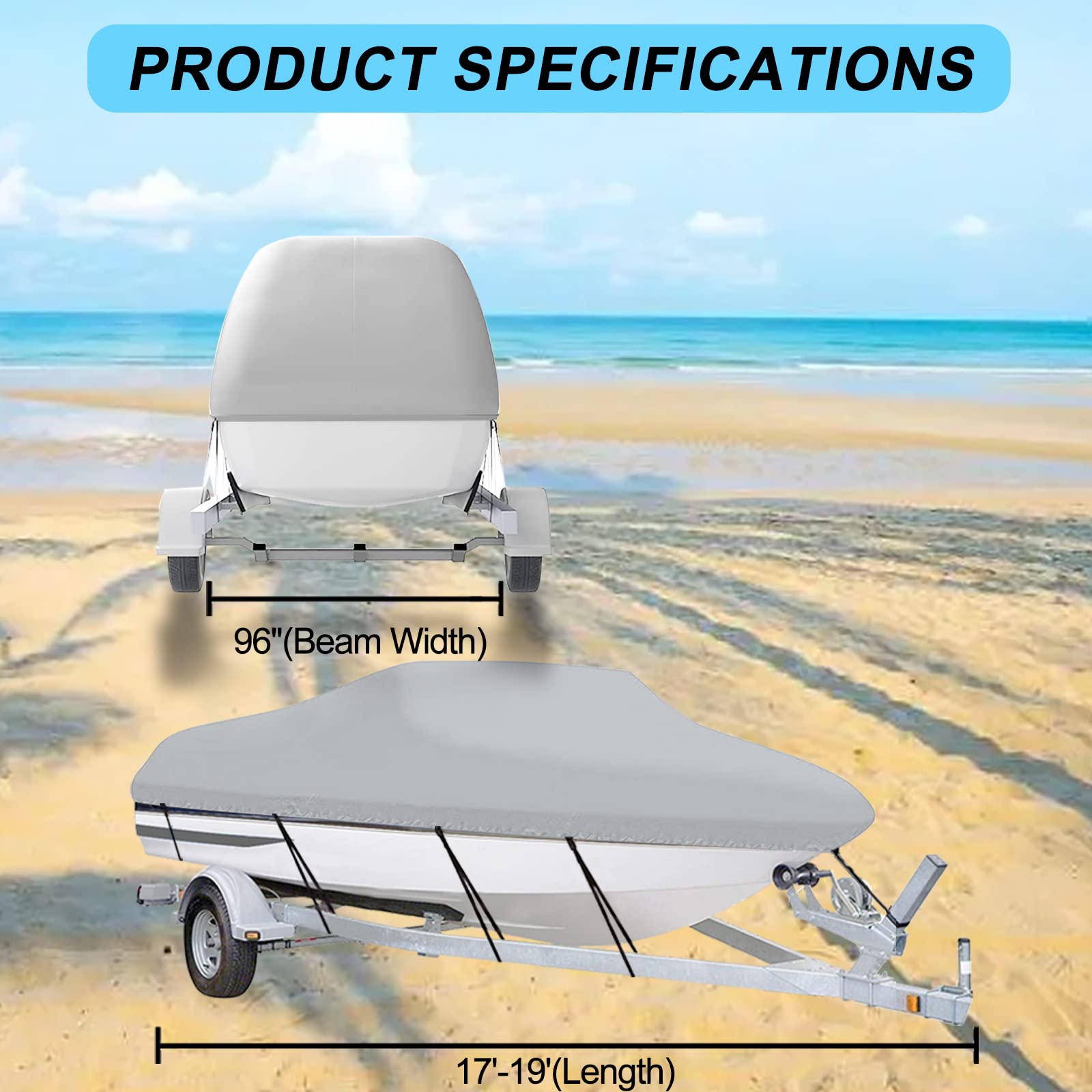 SYMOTTEC Boat Cover Trailerable Hull Covers Waterproof Marine Grade ...