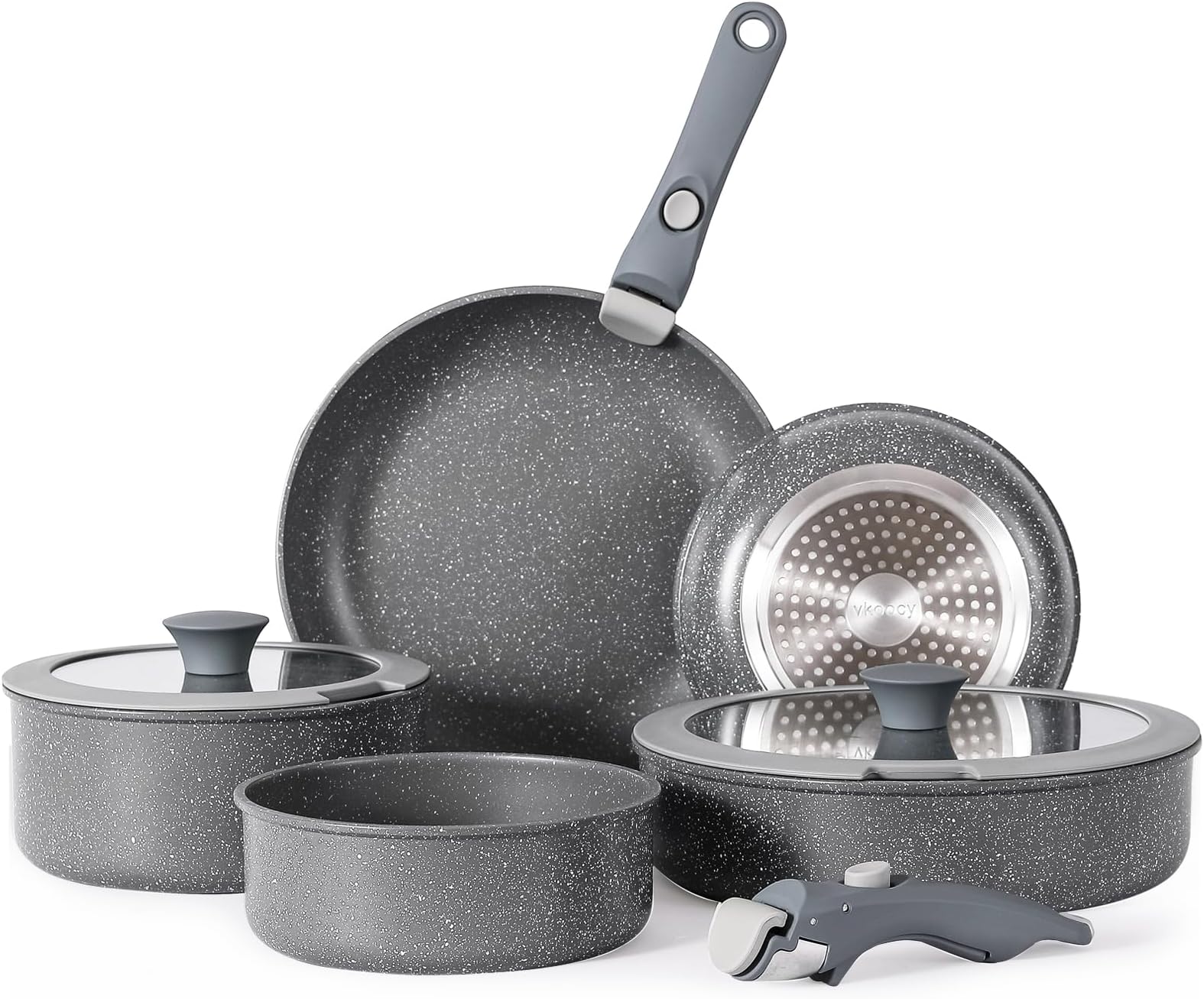 Amazon.com: Bakken-Swiss Detachable 15-Piece Cookware Set – Granite Non ...