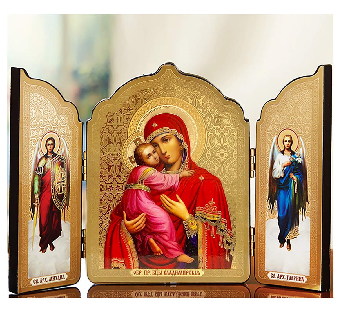 Buy Needzo Madonna and Child Christ Saint Michael Gabriel Icon Triptych 5 1/2 Inch, Virgin of ...